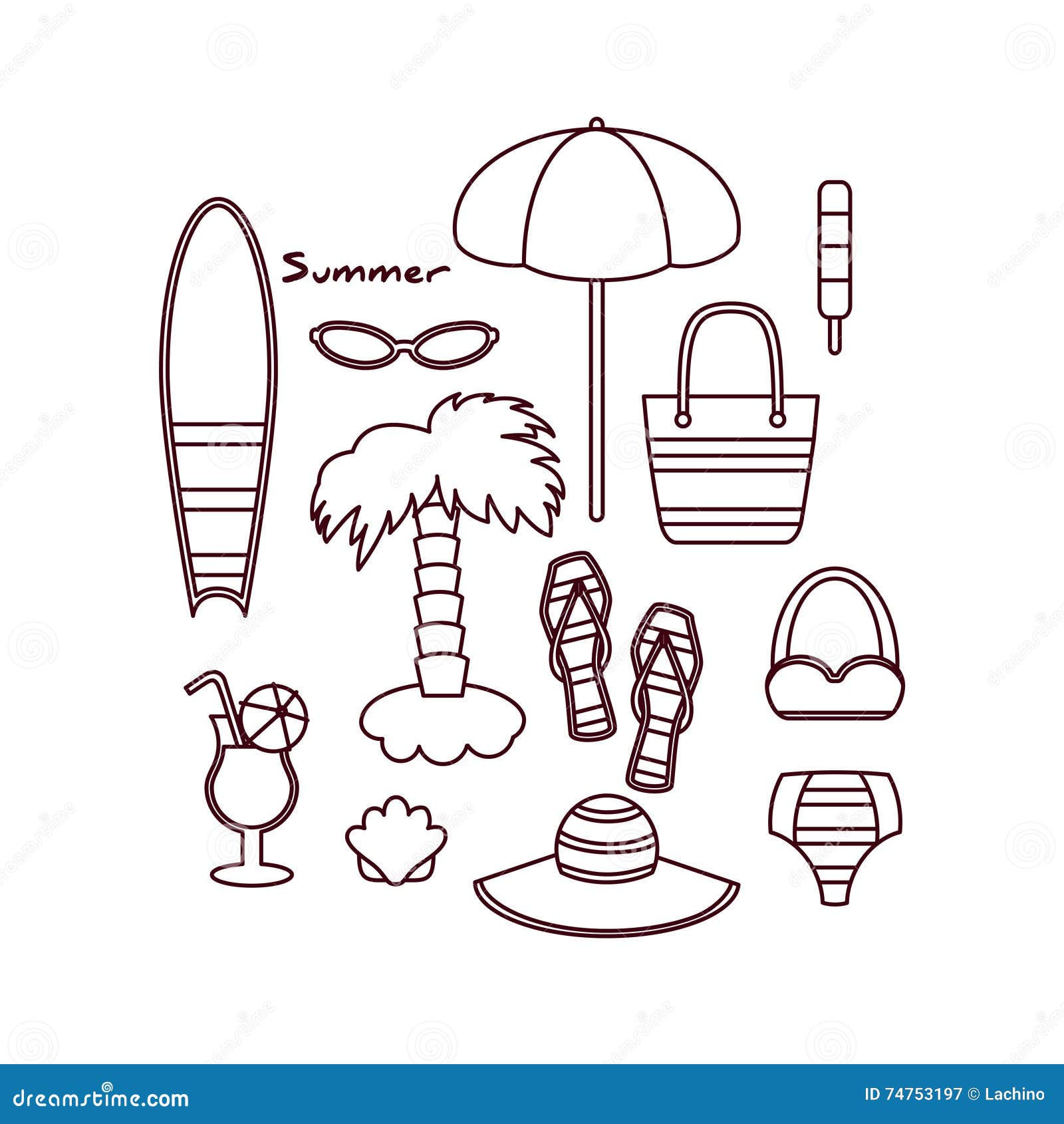 Collection of Beach Elements Stock Vector - Illustration of umbrella ...