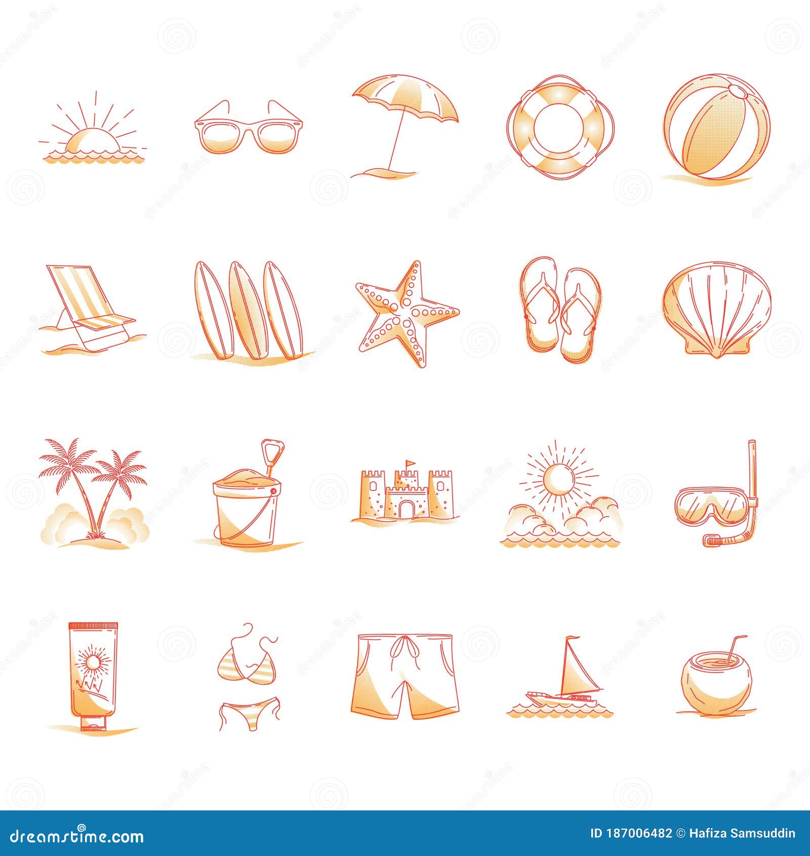 Collection of Beach Icons. Vector Illustration Decorative Design Stock ...