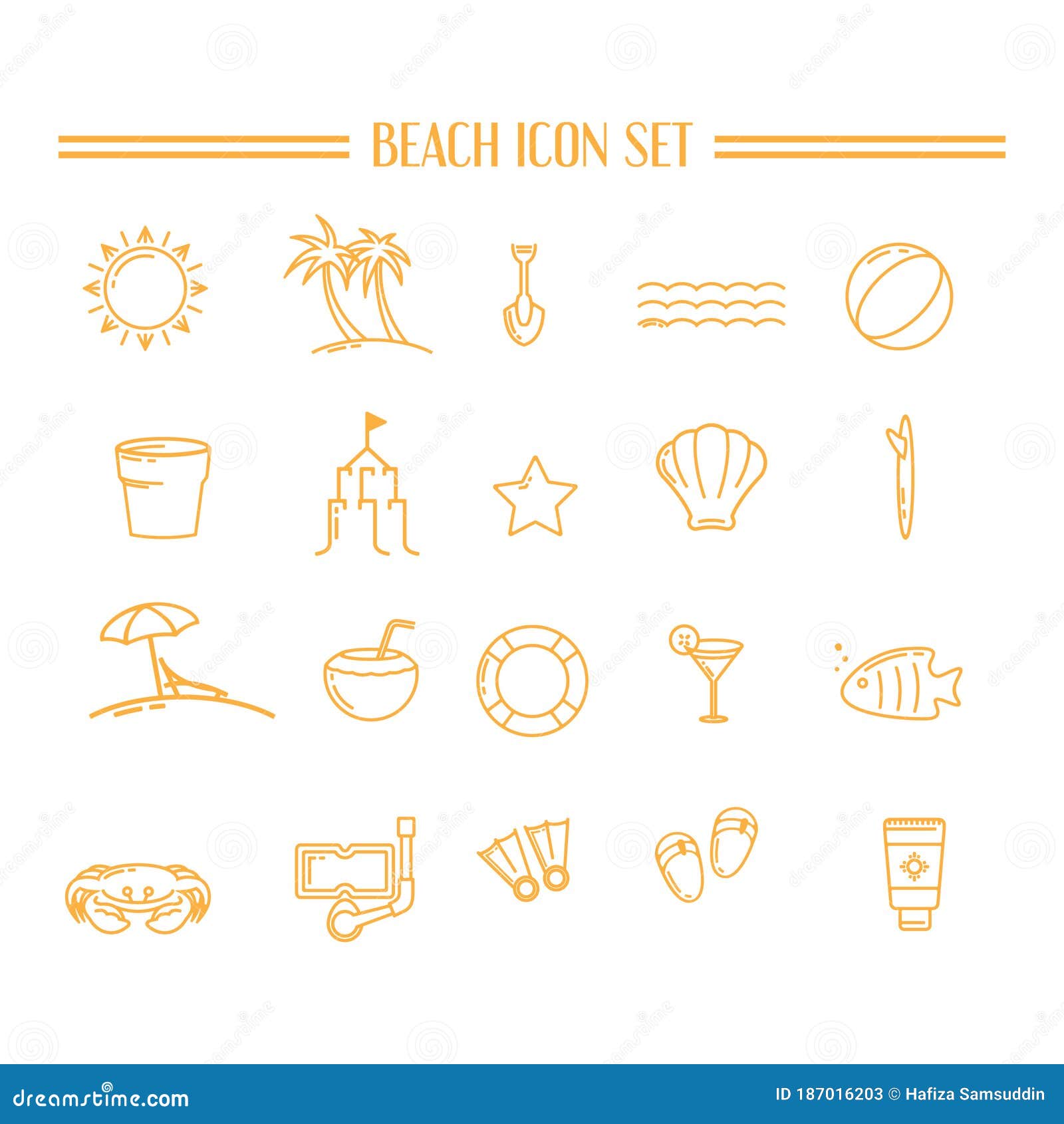 Collection of Beach Icons. Vector Illustration Decorative Design Stock ...