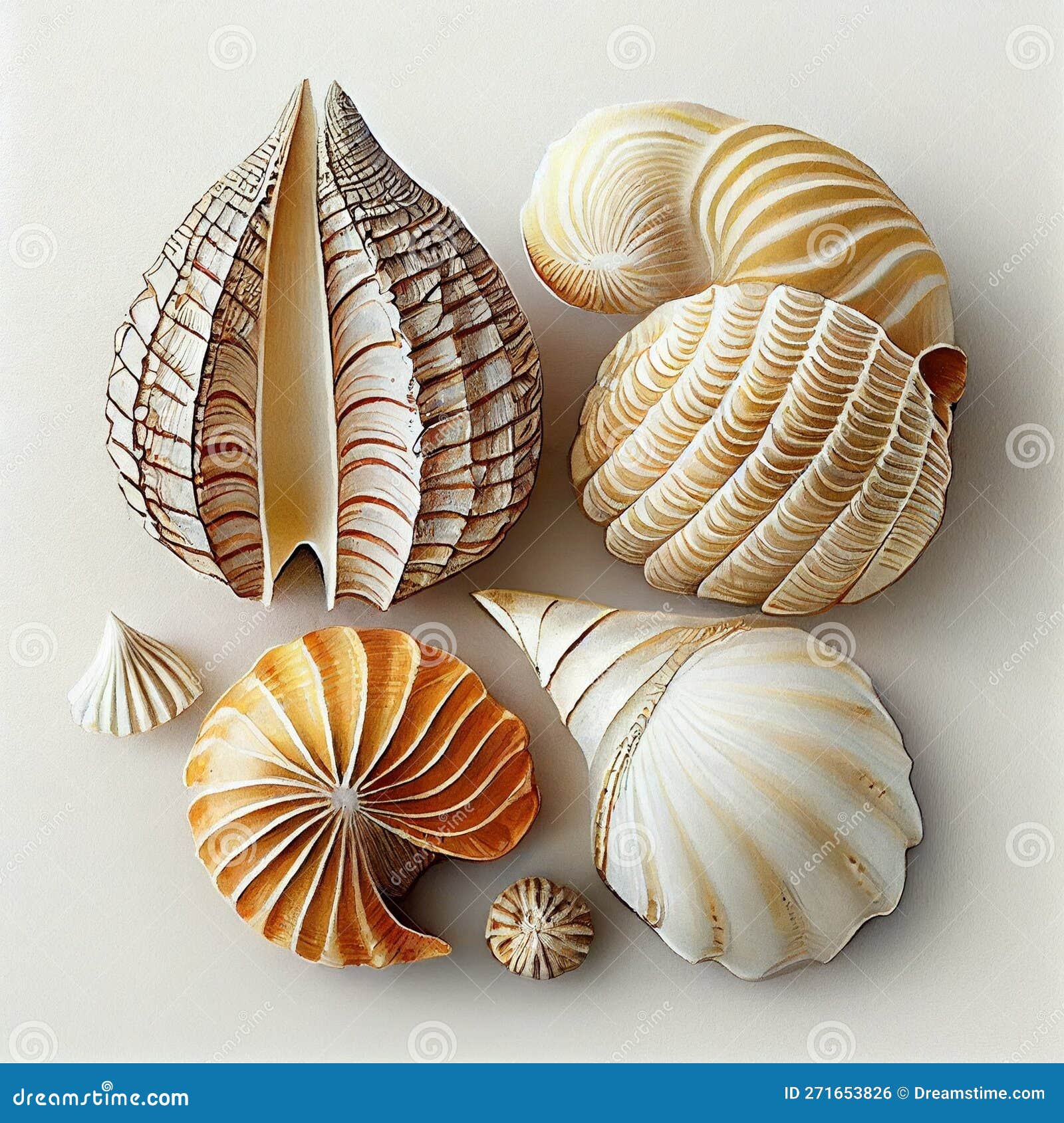 A Collection Of Beach Shells With Distinct Textures And Colors, Made ...