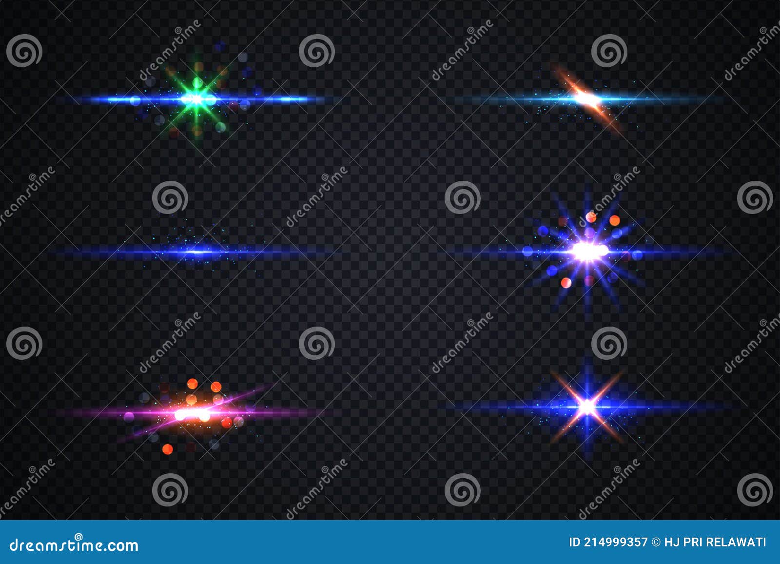 Collection of Beautiful Bright Lens Flares Stock Vector - Illustration ...