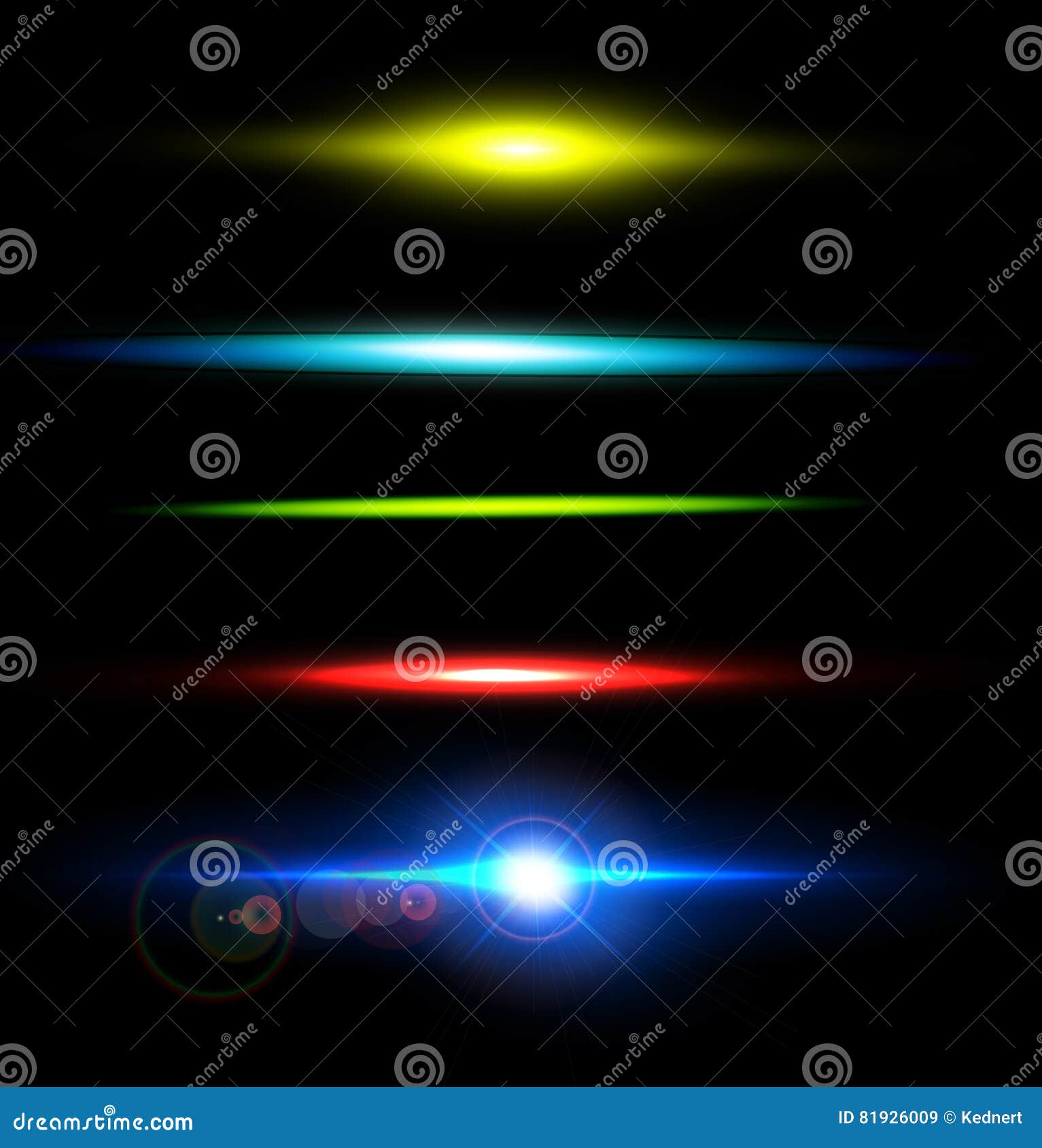 Collection of Beautiful Bright Lens Flares. Lighting Effects of Flash ...