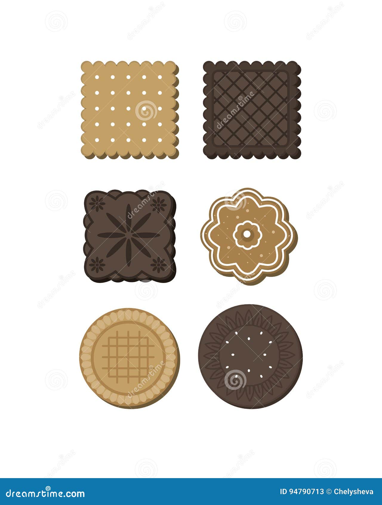 Collection of Beautiful Cookies Square and Round Stock Vector ...