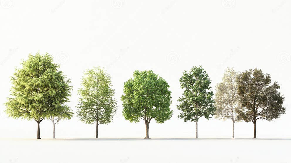 Collection of Beautiful 3D Trees Isolated on a White Background for ...