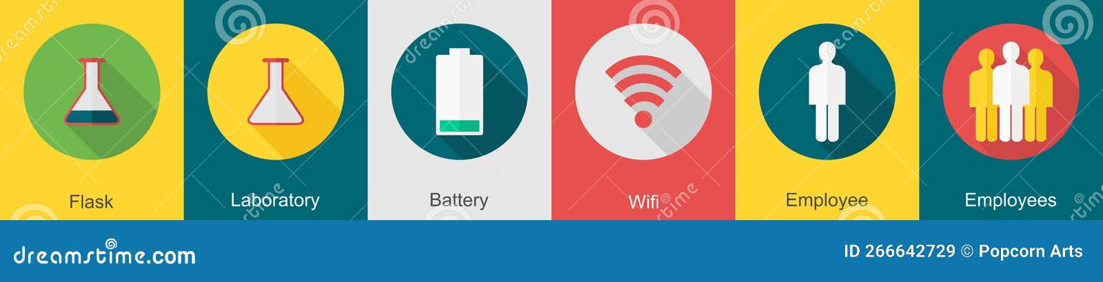A Set of 6 User Interface Icons As Flask, Laboratory, Battery Stock ...