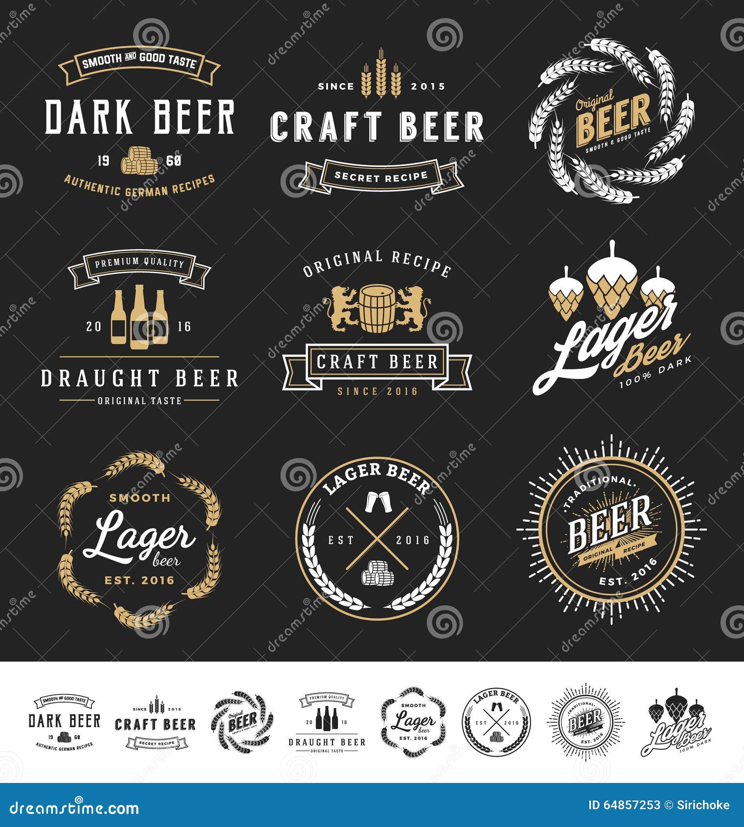 Collection of 9 Beer Logos, Badges, Stamps Stock Vector - Illustration ...