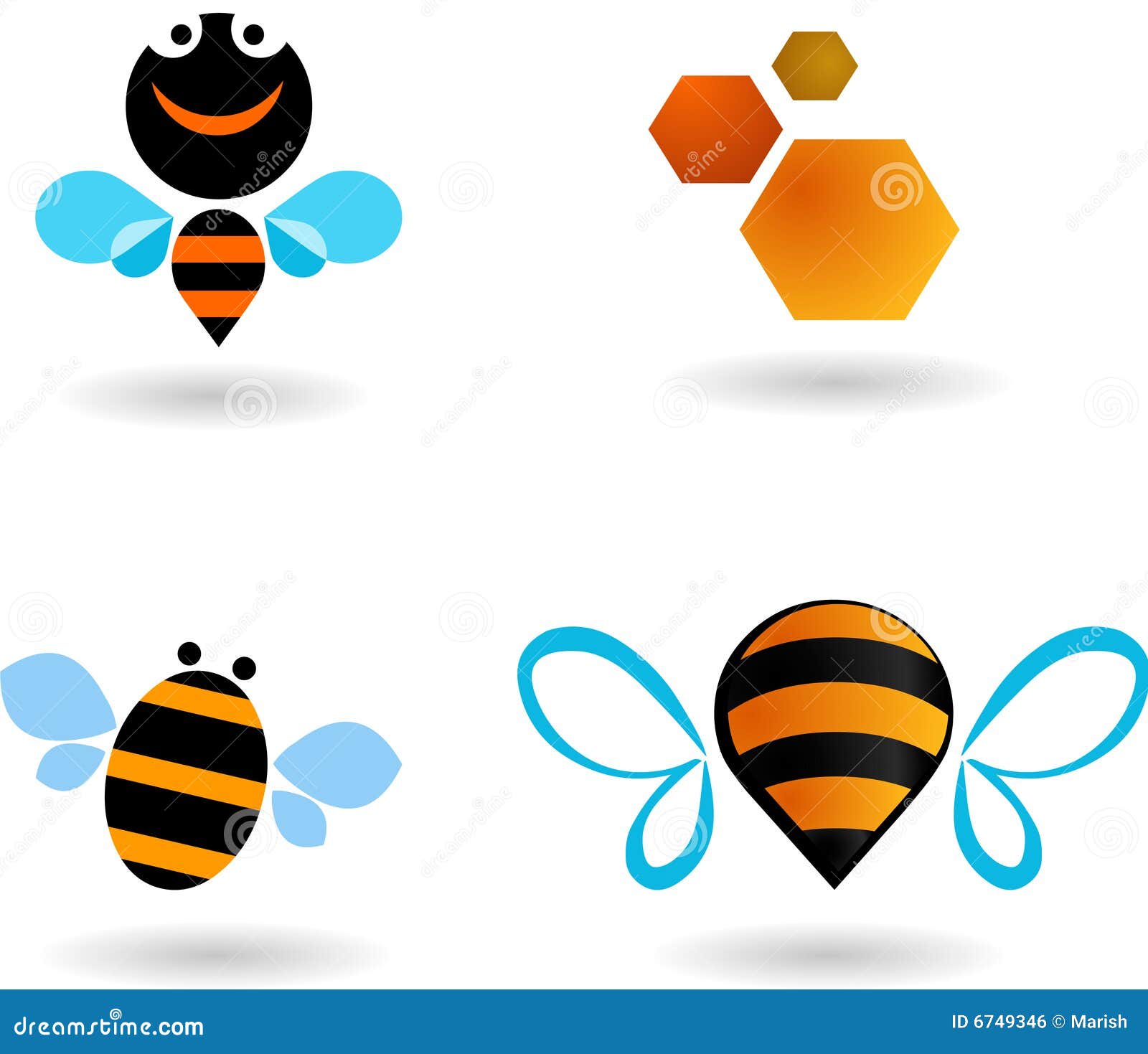 Collection of bees icons stock vector. Illustration of baby - 6749346