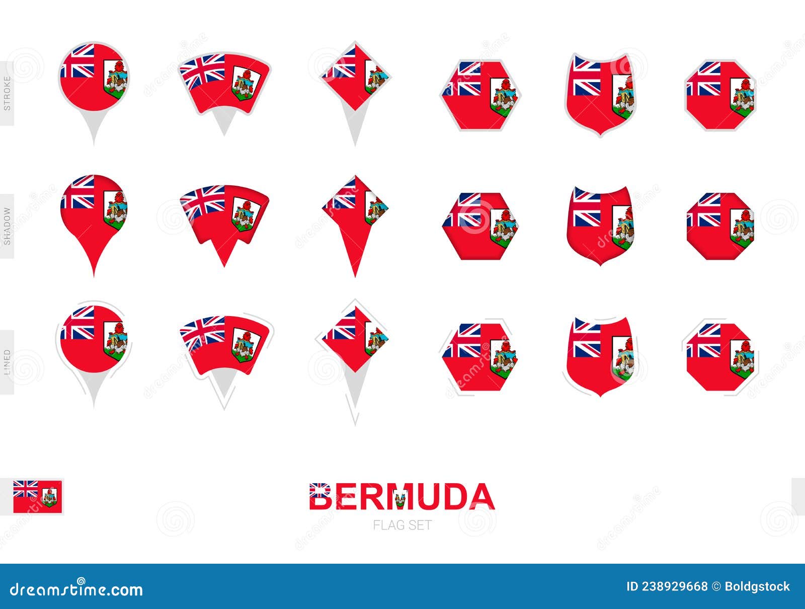 Collection of the Bermuda Flag in Different Shapes and with Three ...