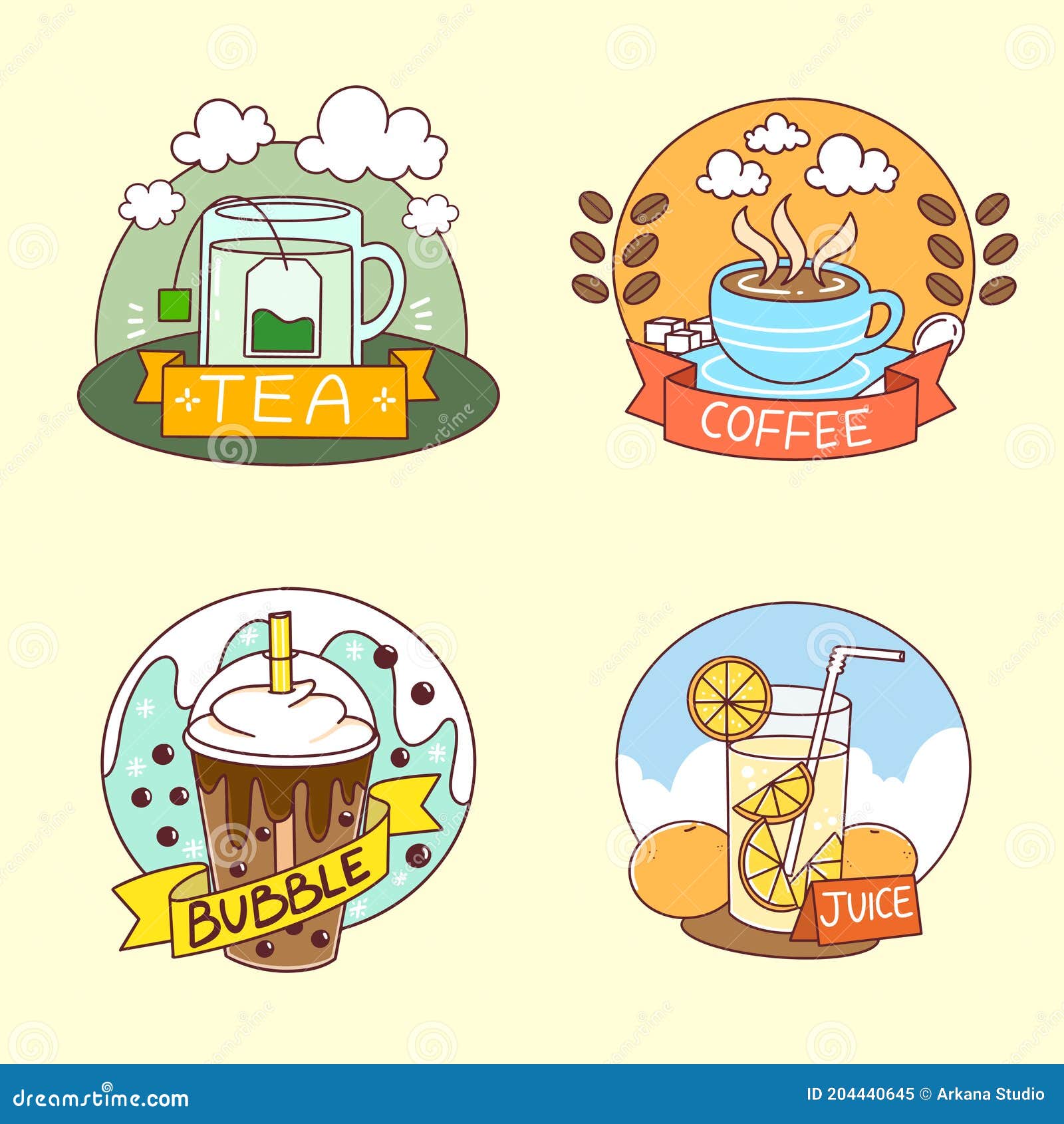 Collection of Beverage Logos Illustration Stock Vector - Illustration ...