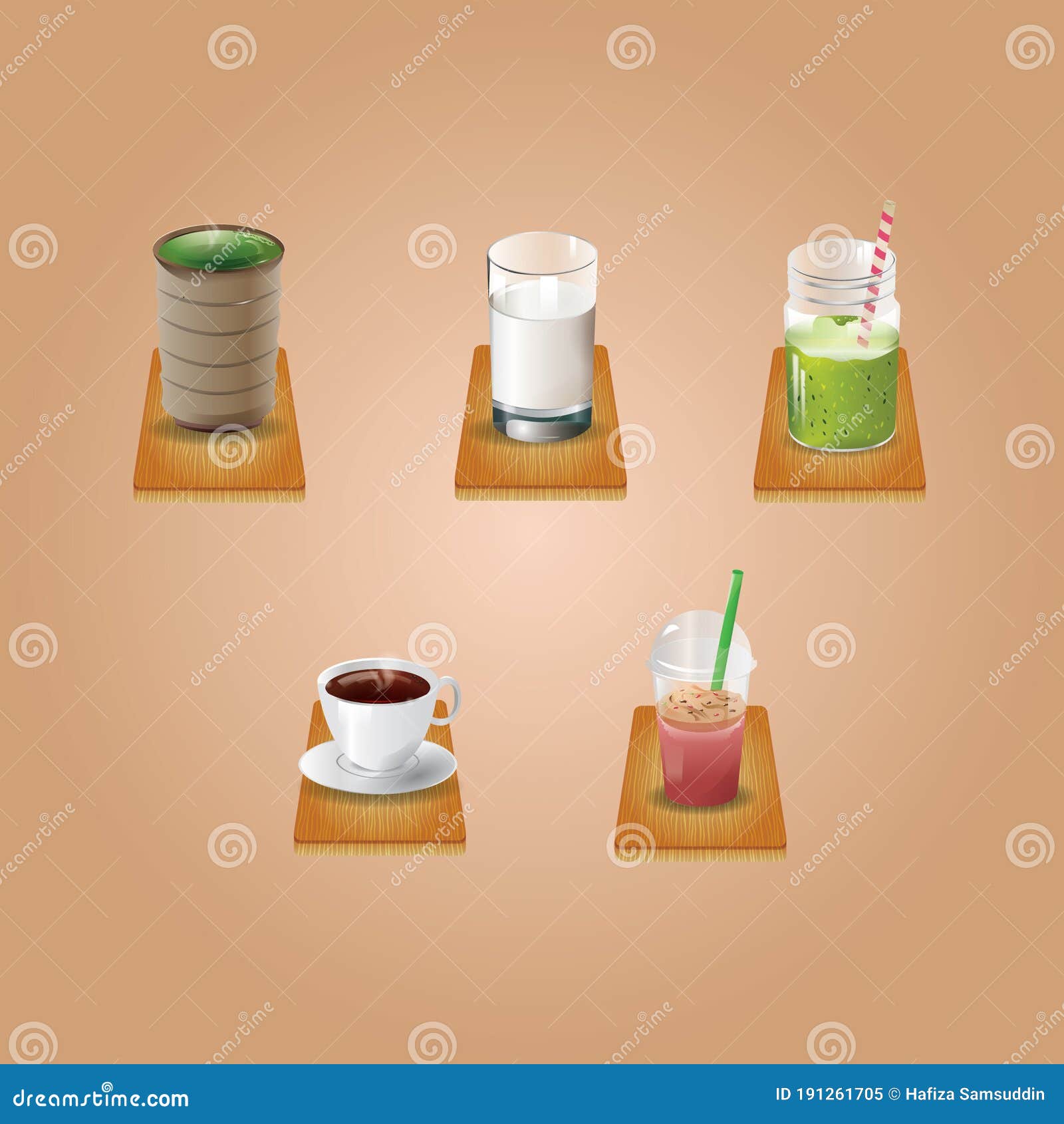 Collection of Beverages. Vector Illustration Decorative Design Stock ...
