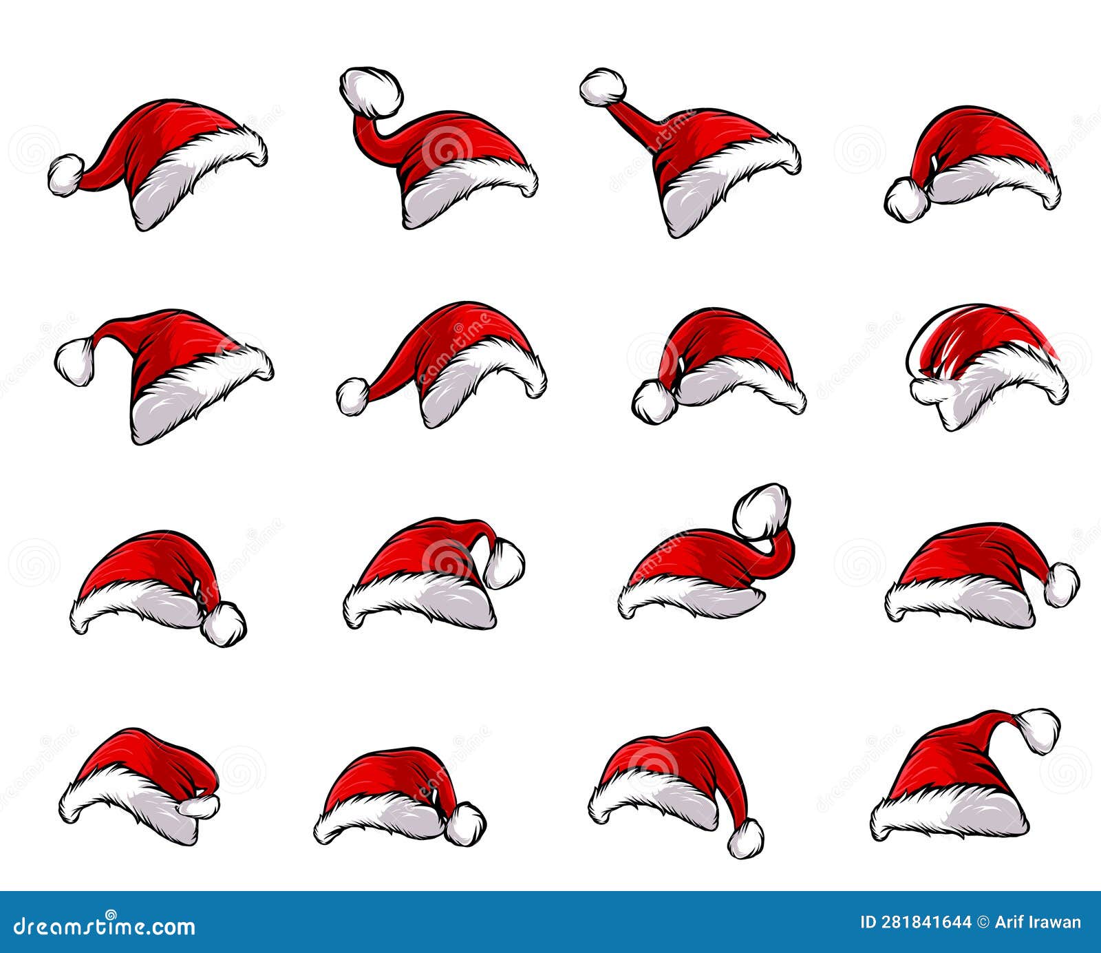 COLLECTION BIG SET of SANTA HAT VECTOR ART ELEMENT Stock Vector ...