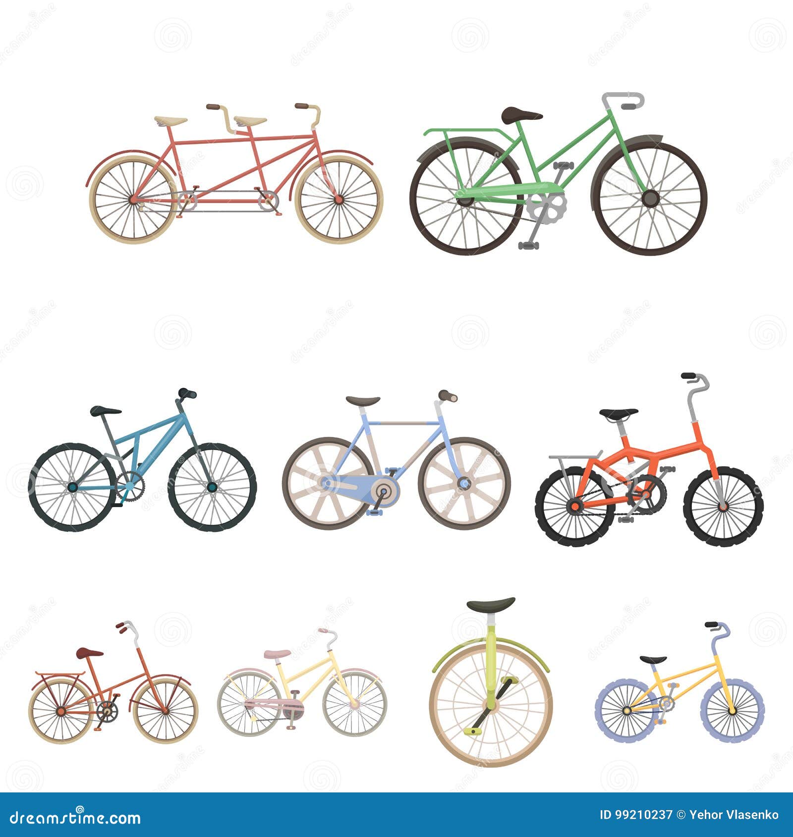 Collection of Bikes with Different Wheels and Frames. Different Bikes ...