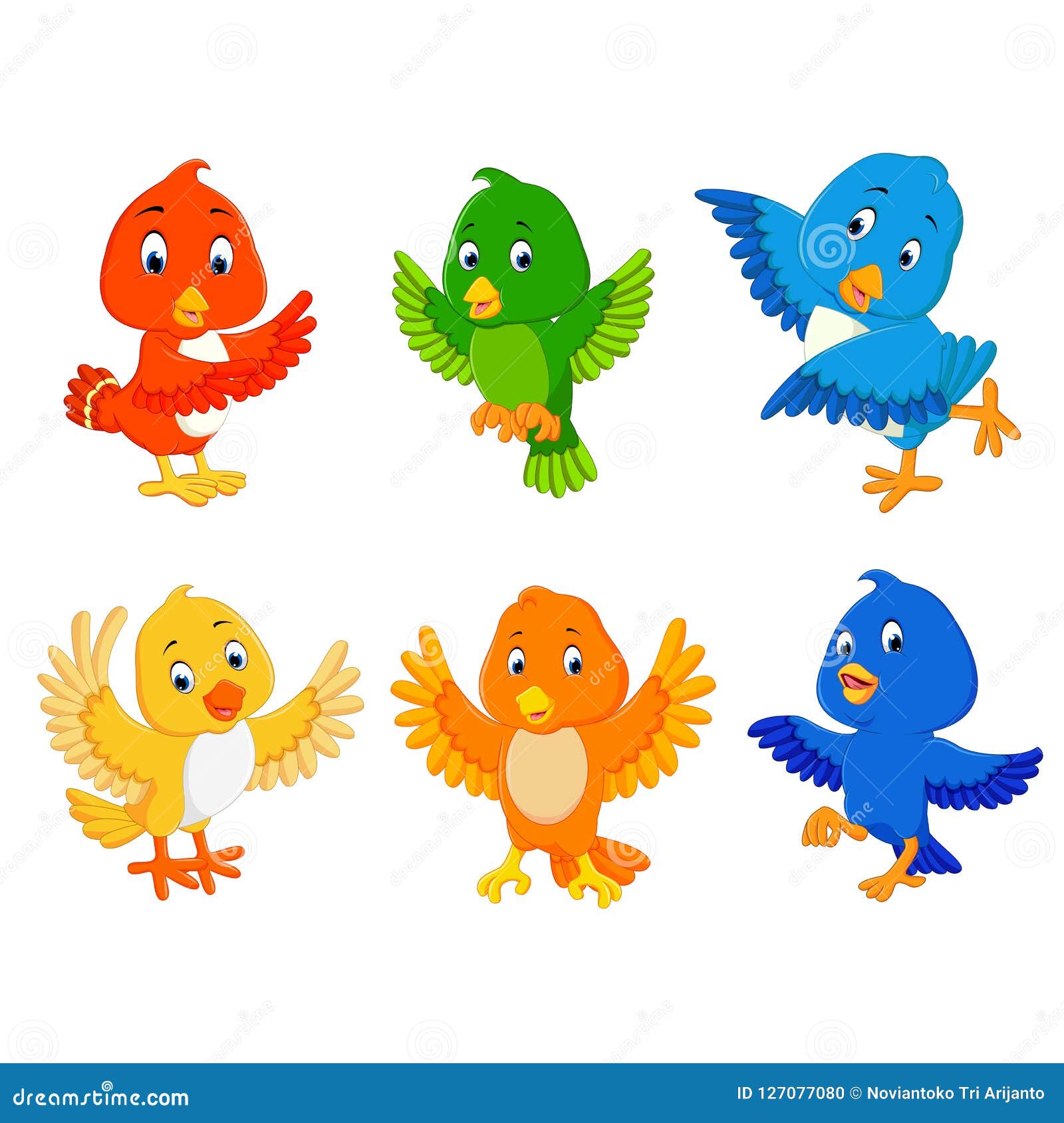 The Collection Birds with the Different Color and Posing Stock Vector ...