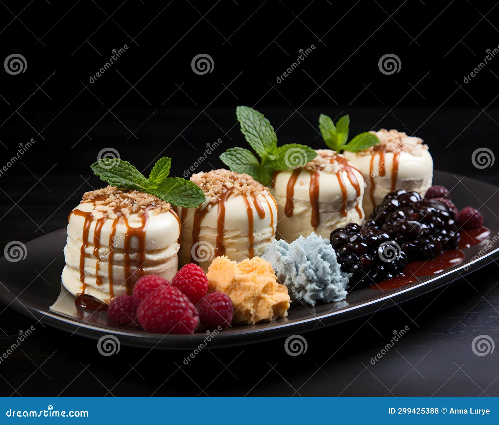 A Collection of Bite-sized Ice-cream Desserts, Served with Different ...