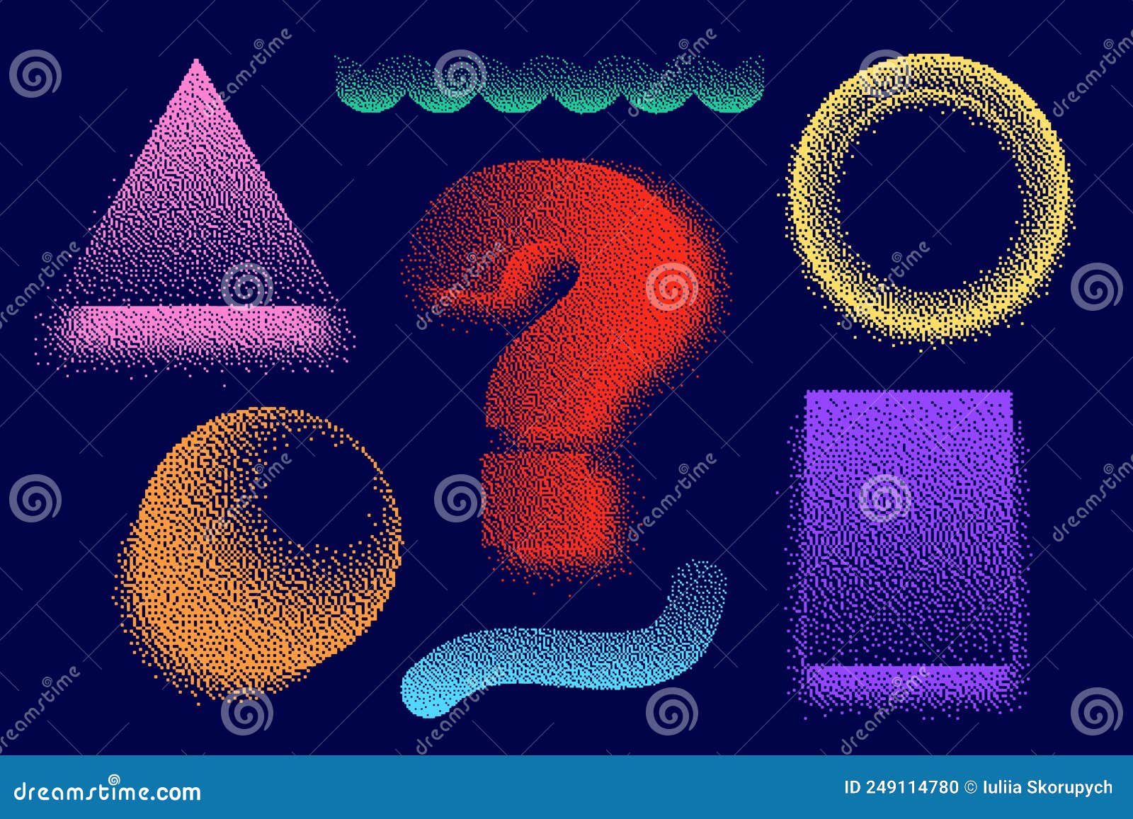 Collection of Bitmap Shapes Stock Vector - Illustration of flat ...