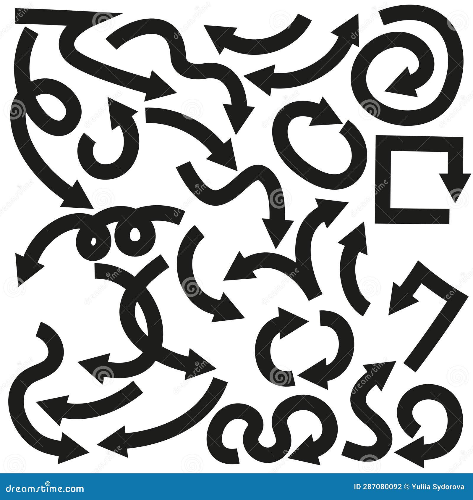 Collection of black arrows stock illustration. Illustration of bypass ...