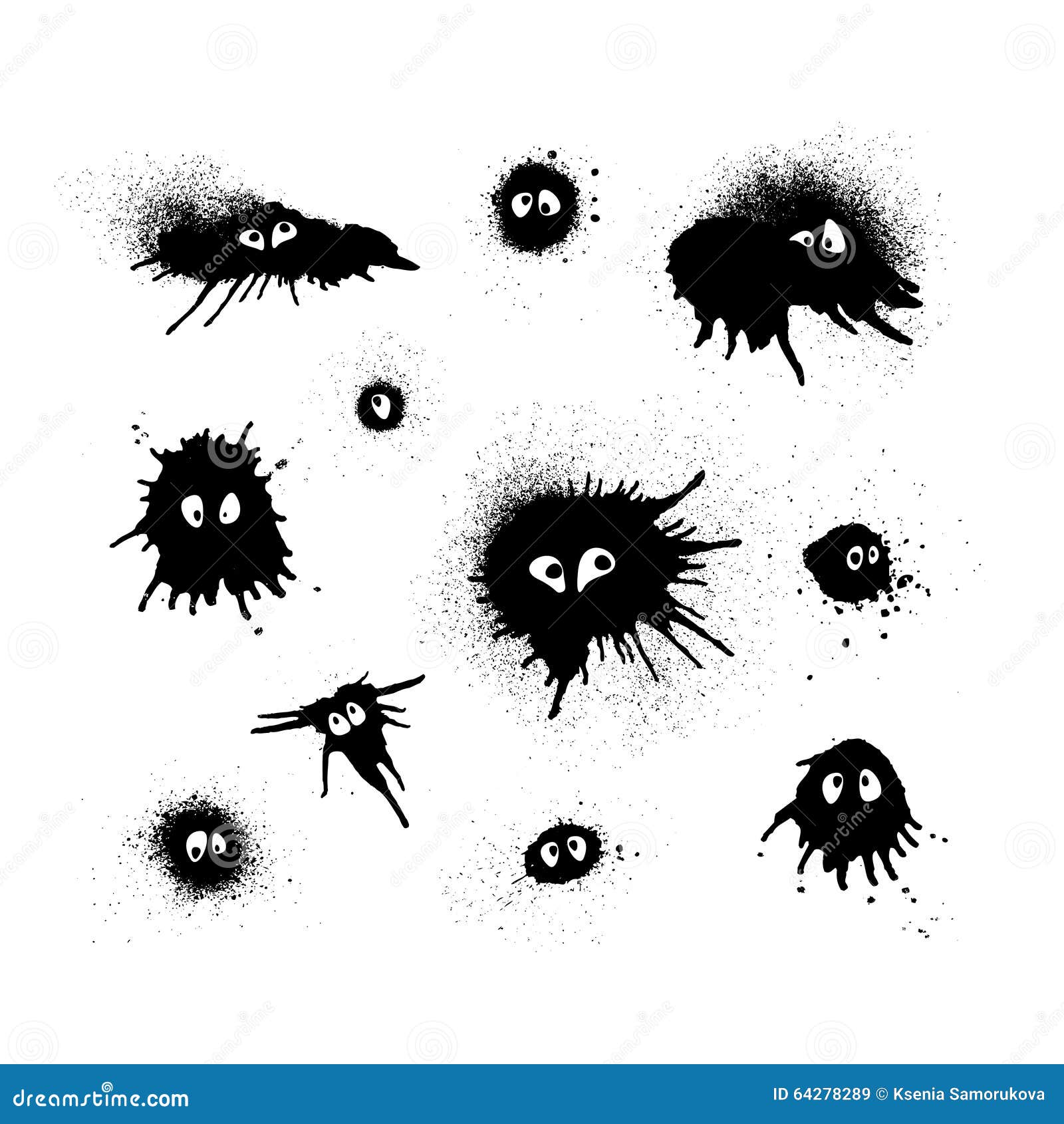 Collection of Black Blobs with Eyes Stock Vector - Illustration of ...