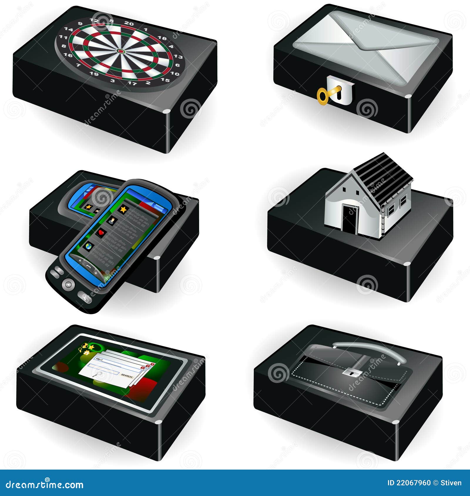 Collection of black boxes stock vector. Illustration of open - 22067960