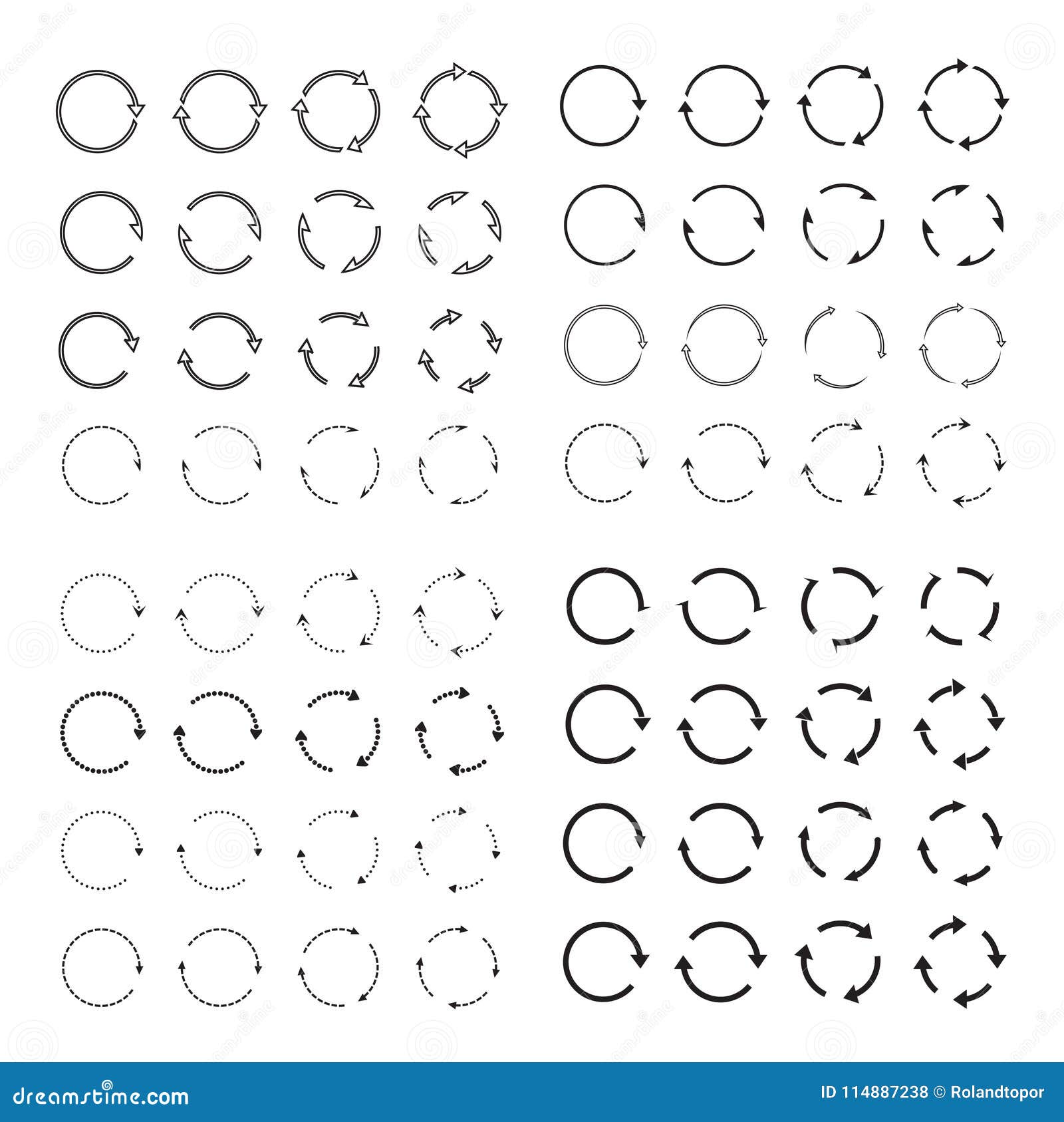 Set of Black Circle Arrows. Vector Icons Stock Illustration ...