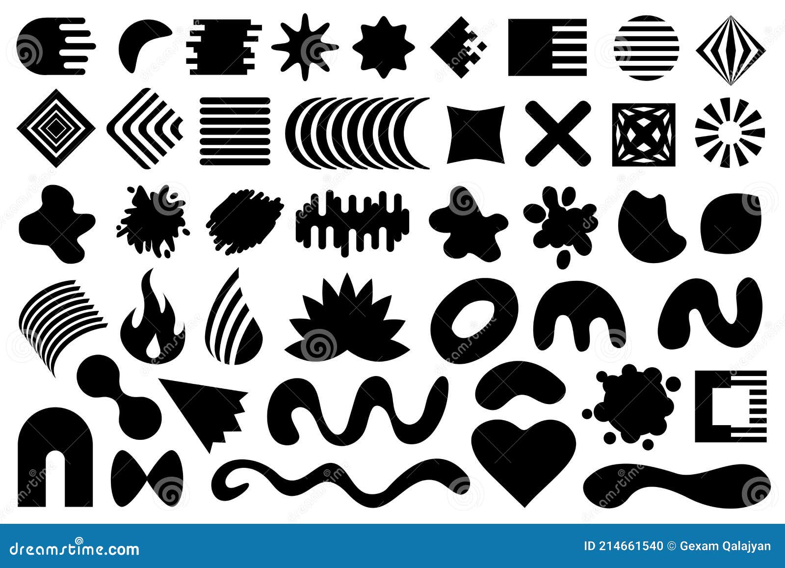 Collection of Black Flat Design Elements Stock Vector - Illustration of ...