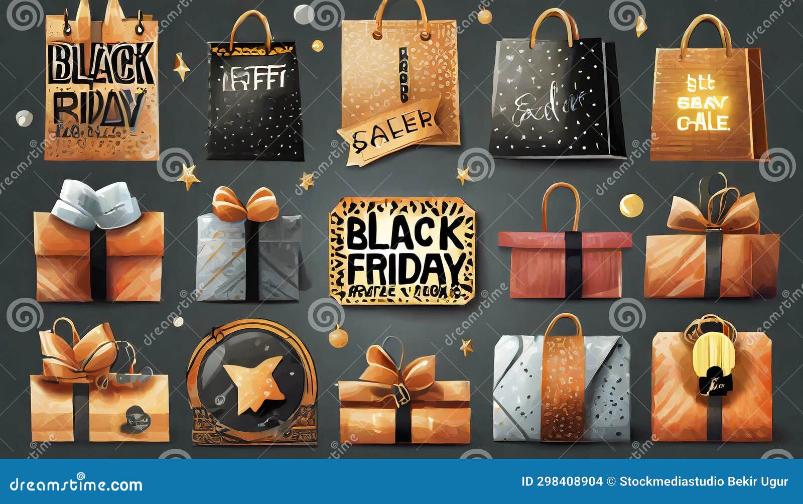 Black Friday Sale Elements Set Stock Illustration - Illustration of ...