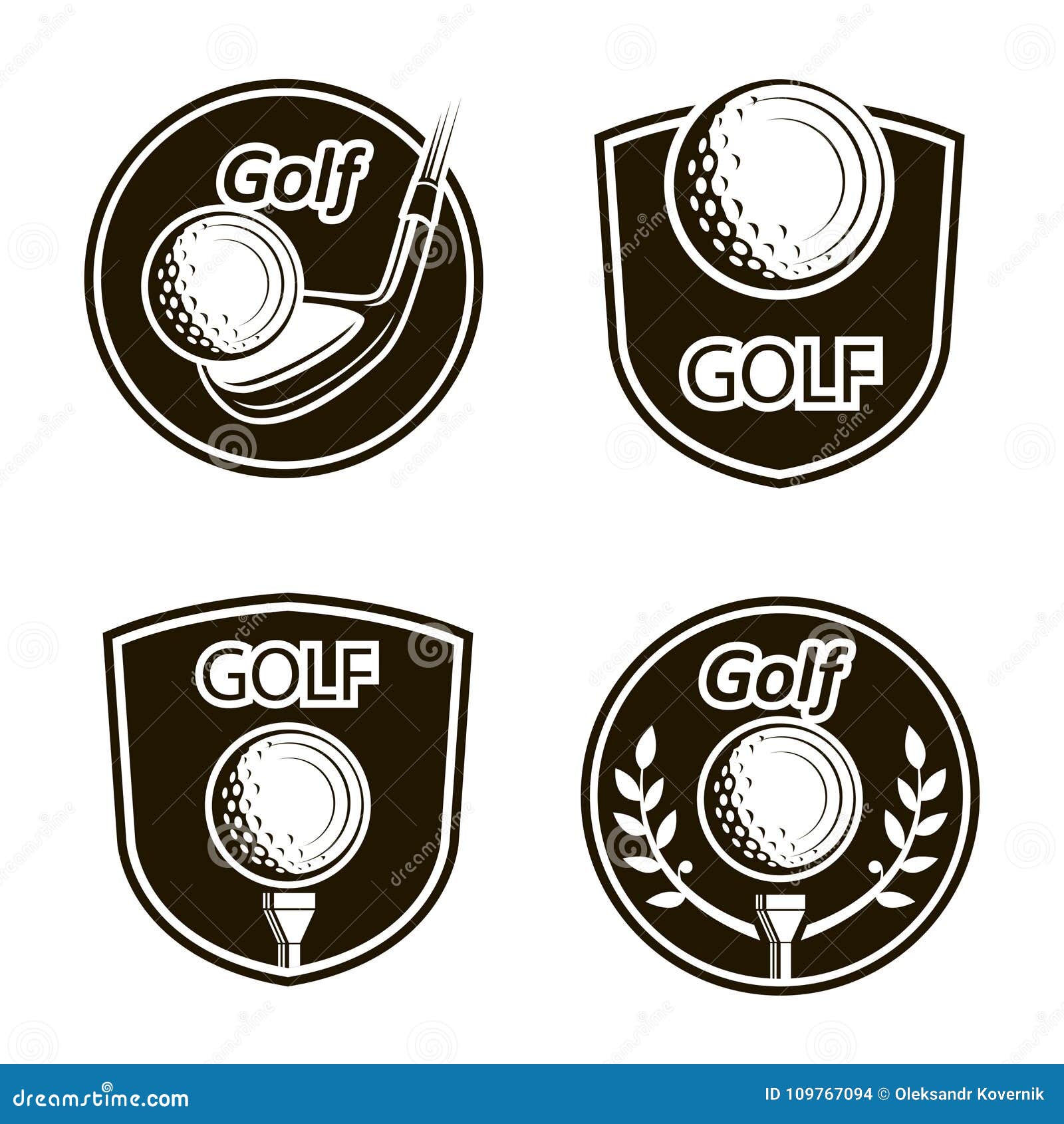 Golf emblems set stock vector. Illustration of hole - 109767094