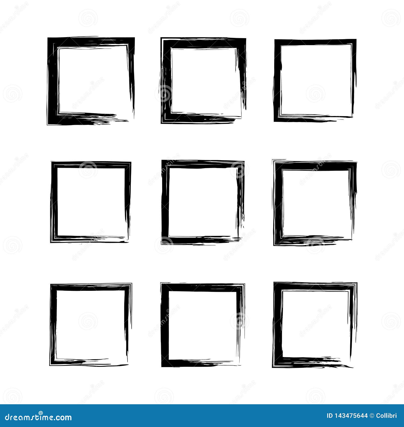 Collection Black Grunge Rectangle Empty Frame Stock Vector ...
