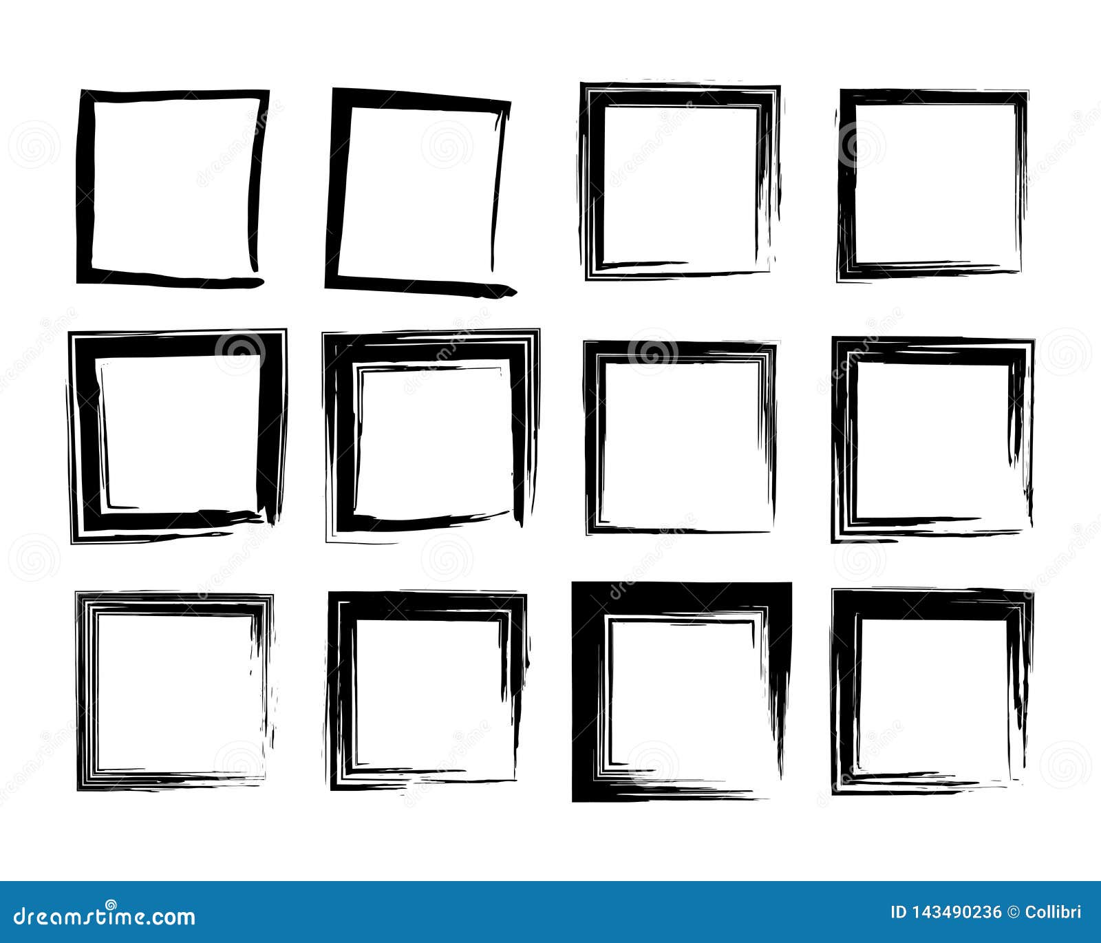 Collection Black Grunge Rectangle Empty Frame Stock Vector ...