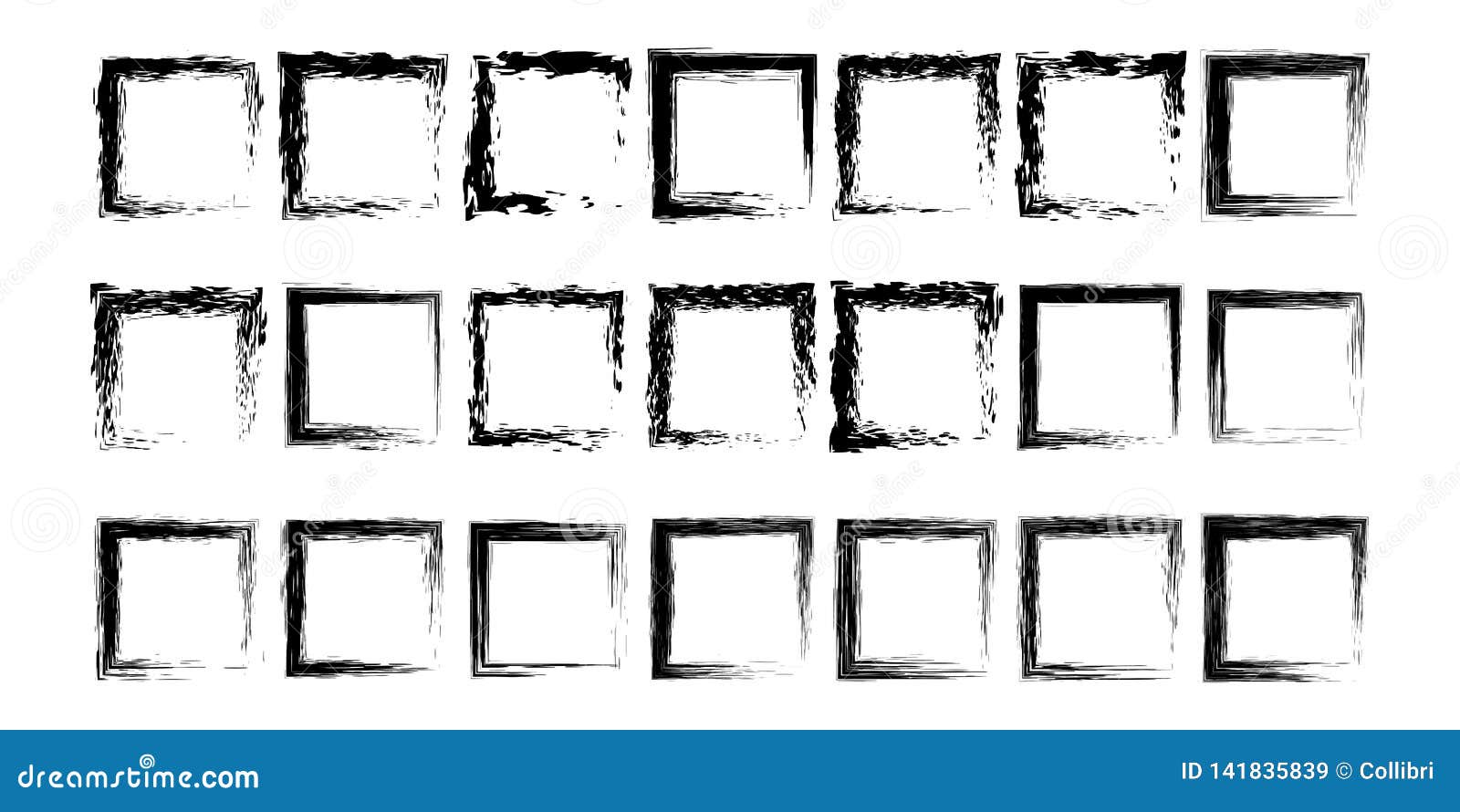 Collection Black Grunge Rectangle Empty Frame Stock Vector ...