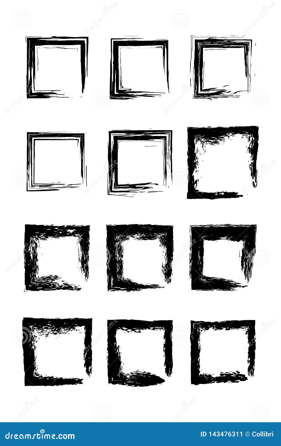 Collection Black Grunge Rectangle Empty Frame Stock Vector ...