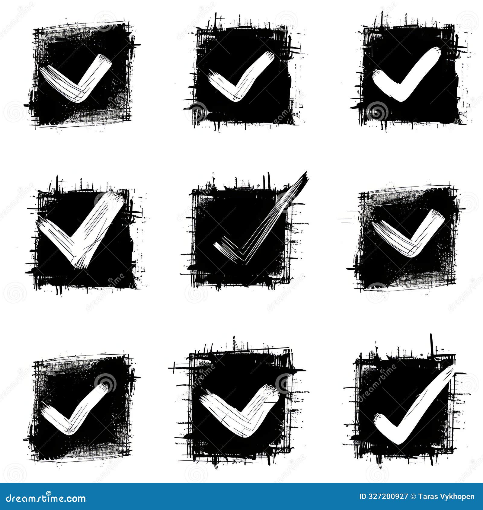 Collection of Black Hand Drawn Check Icon on White Background. it Has ...