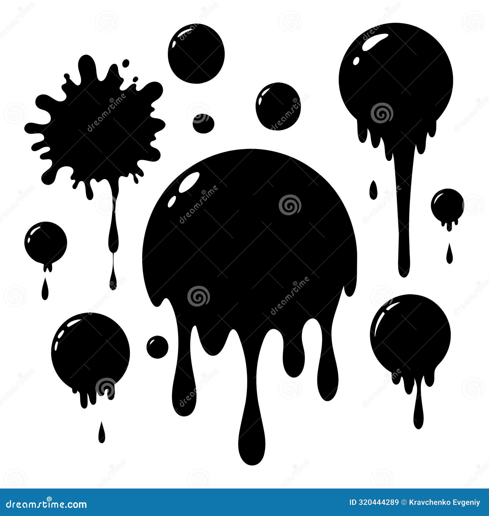 A Collection of Black Ink Splashes Scattered Across a Blank White ...