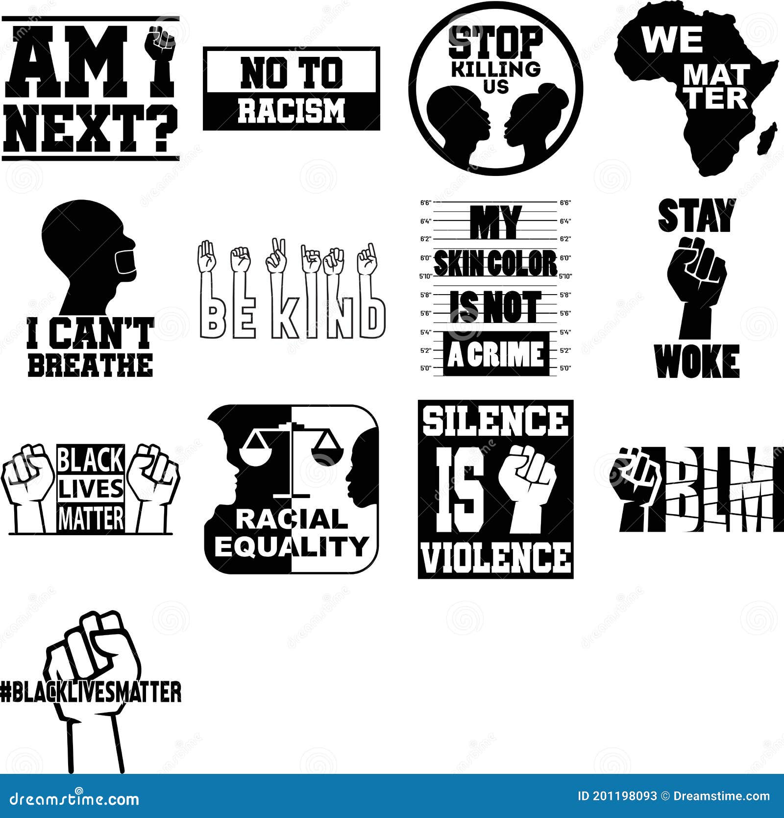 Collection of Black Lives Matter Phrases, Slogans or Quotes Editorial ...