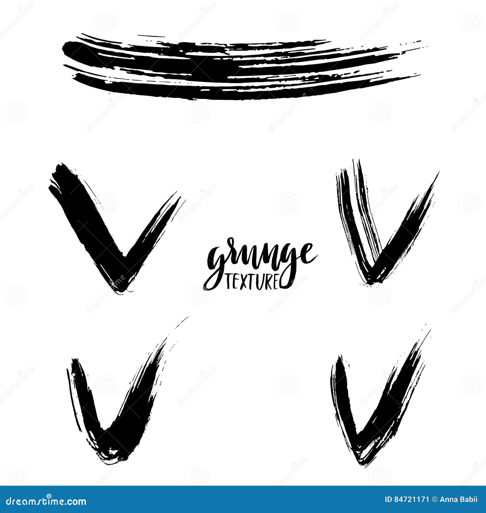 Collection of Black Painted Check Marks. Vector Set of Brush Strokes ...