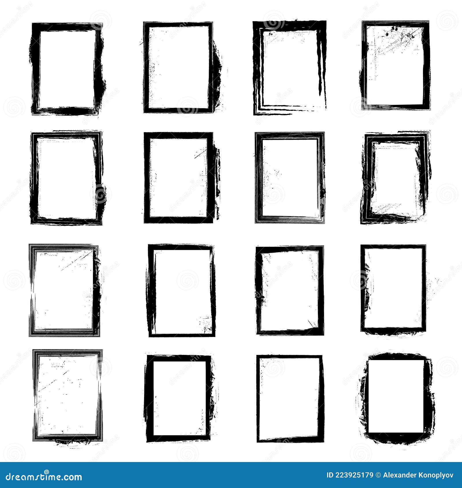 Collection of Black Rectangle Grunge Textured Frames Vector ...