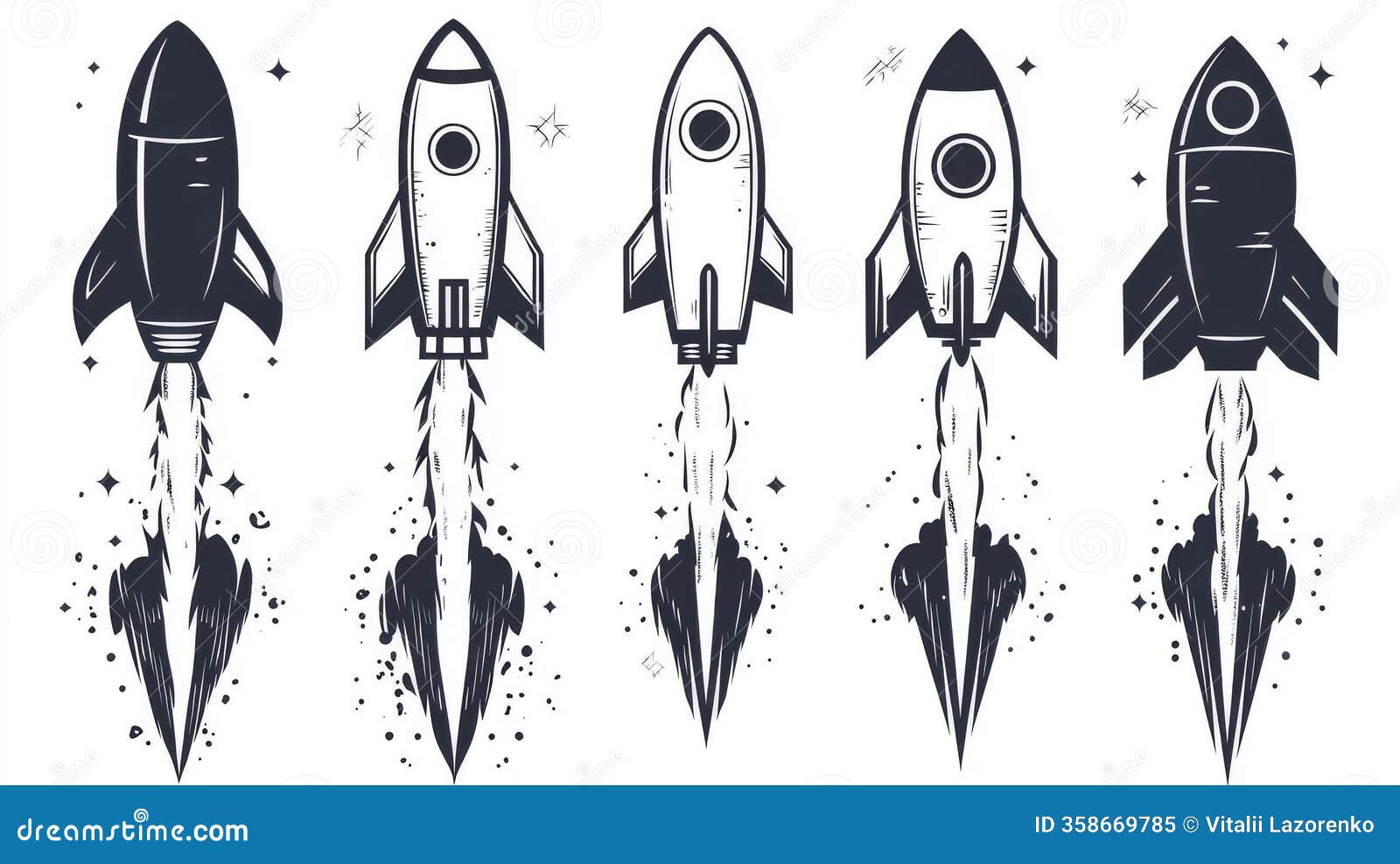Collection of Black Rocket Launch Icons for Branding and Design ...
