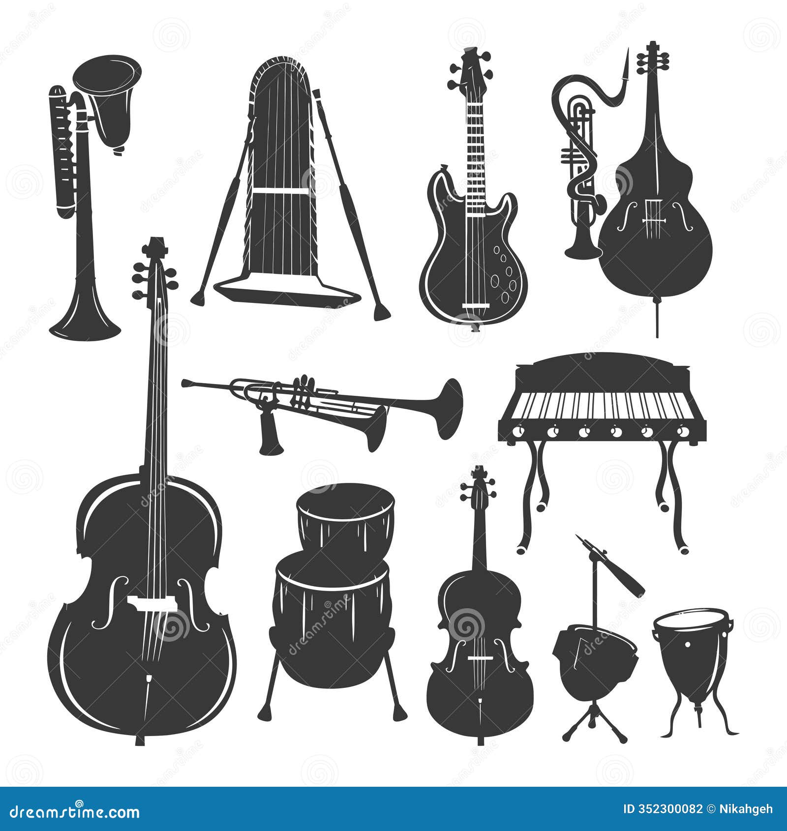 Orchestral Instruments Collage Royalty-Free Illustration ...