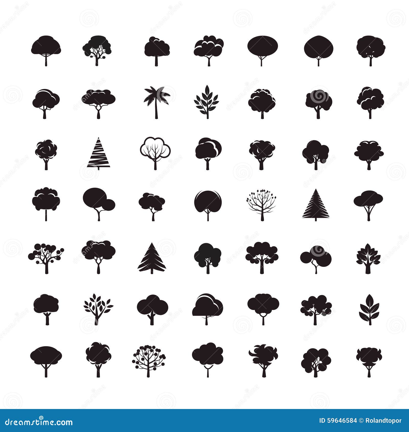 Collection of Black Trees. stock illustration. Illustration of botany ...