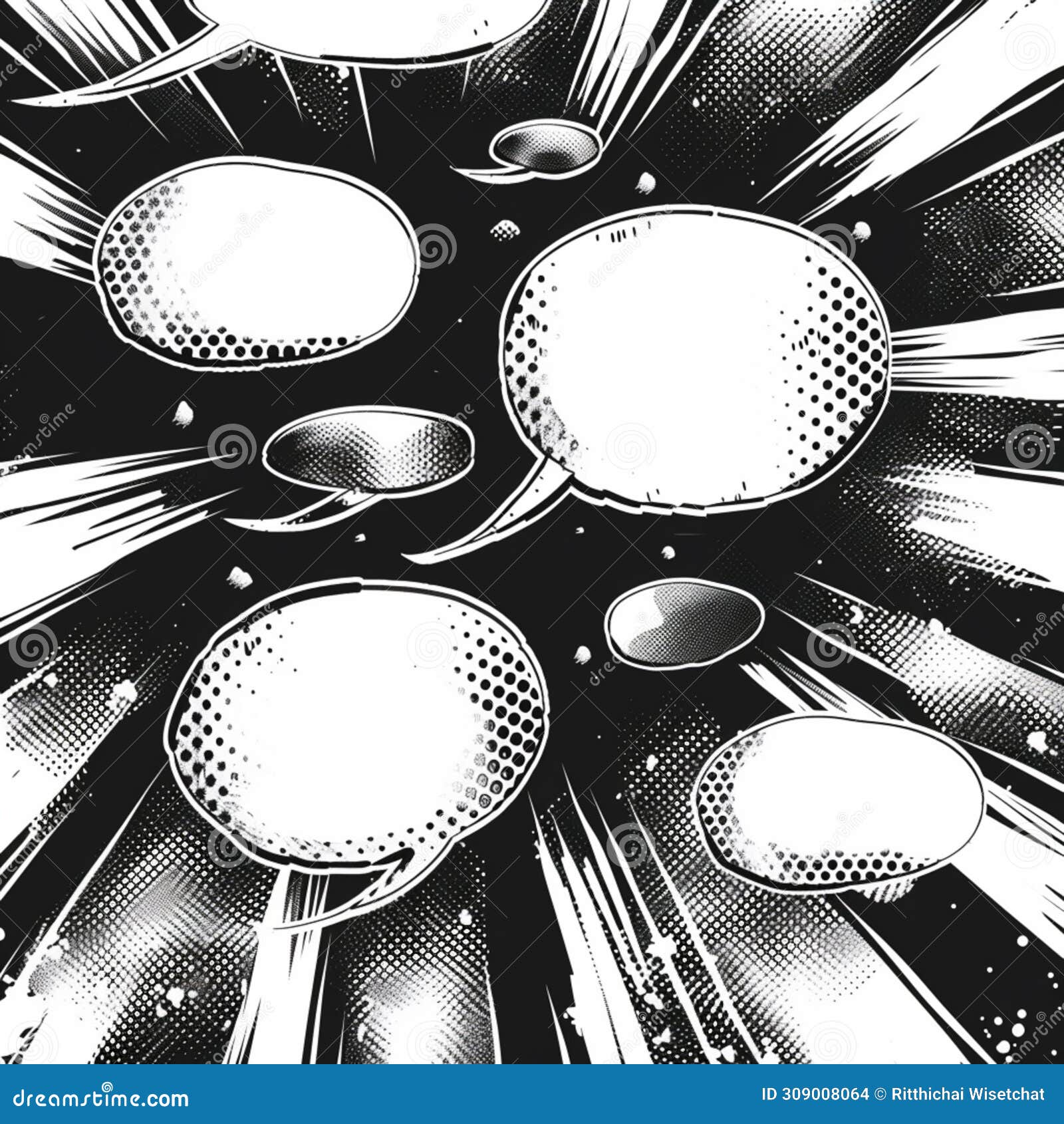 Collection of Black and White Comic Book Style Speech Bubbles and ...