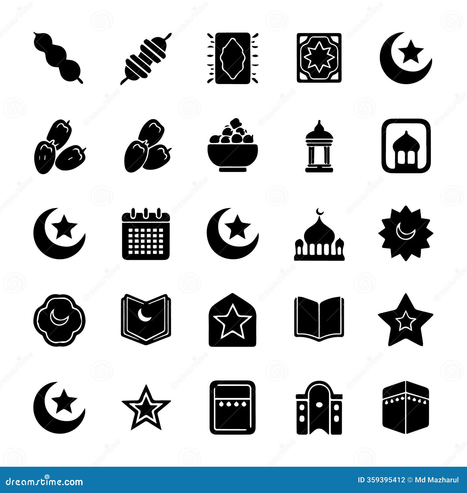 Collection of Black and White Islamic Symbols Stock Vector ...