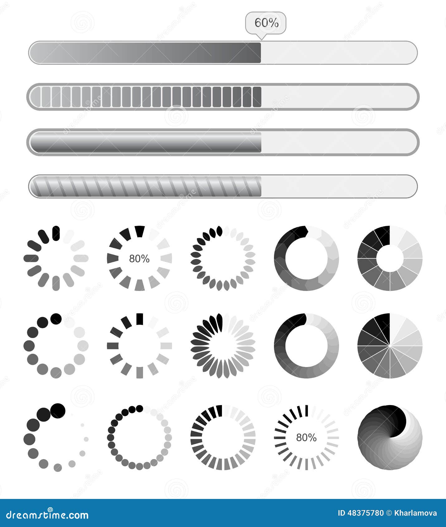 Collection Black-white Preloaders Stock Vector - Illustration of blank ...