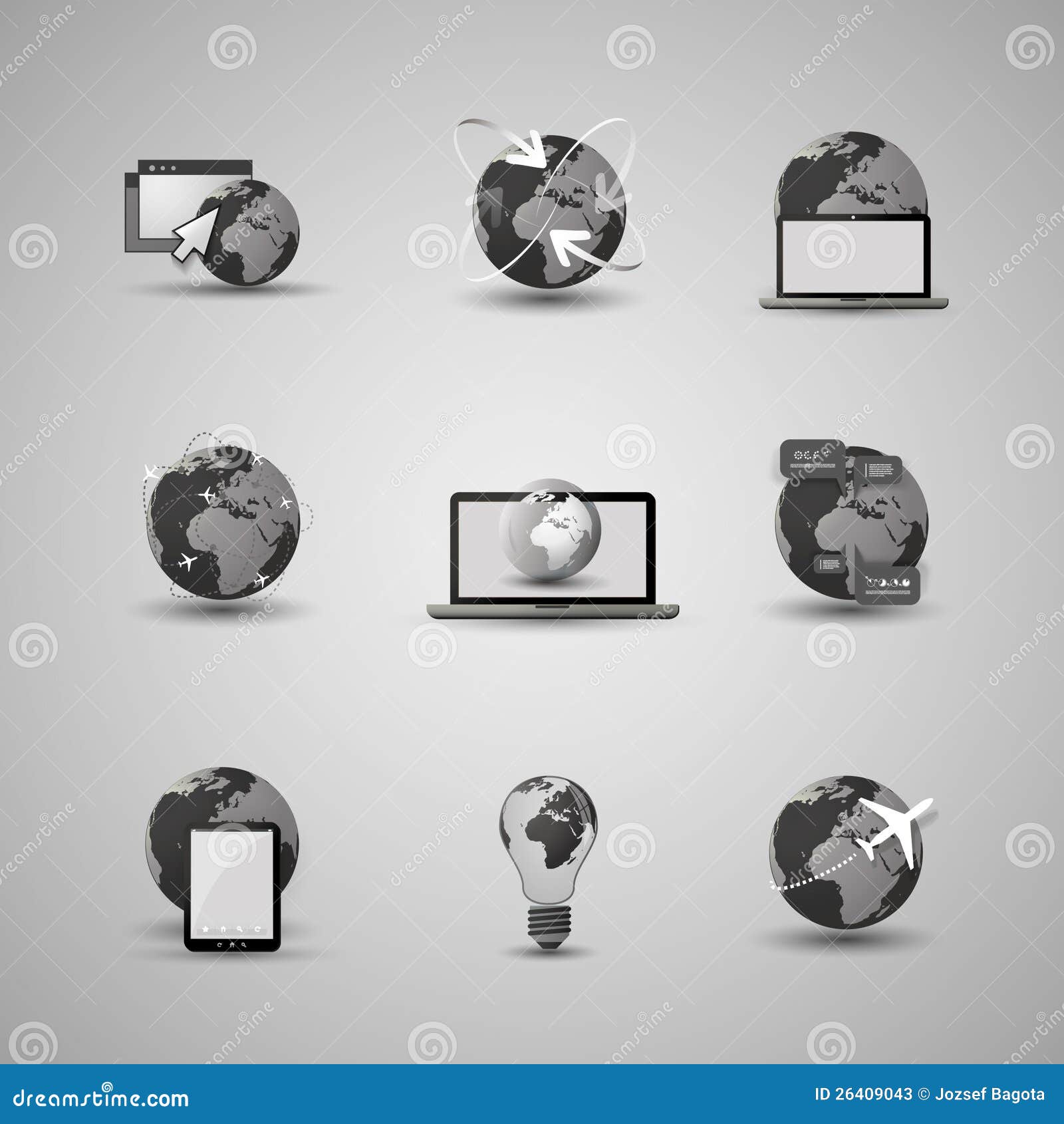 Collection of Black and White Web Icons Stock Vector - Illustration of ...
