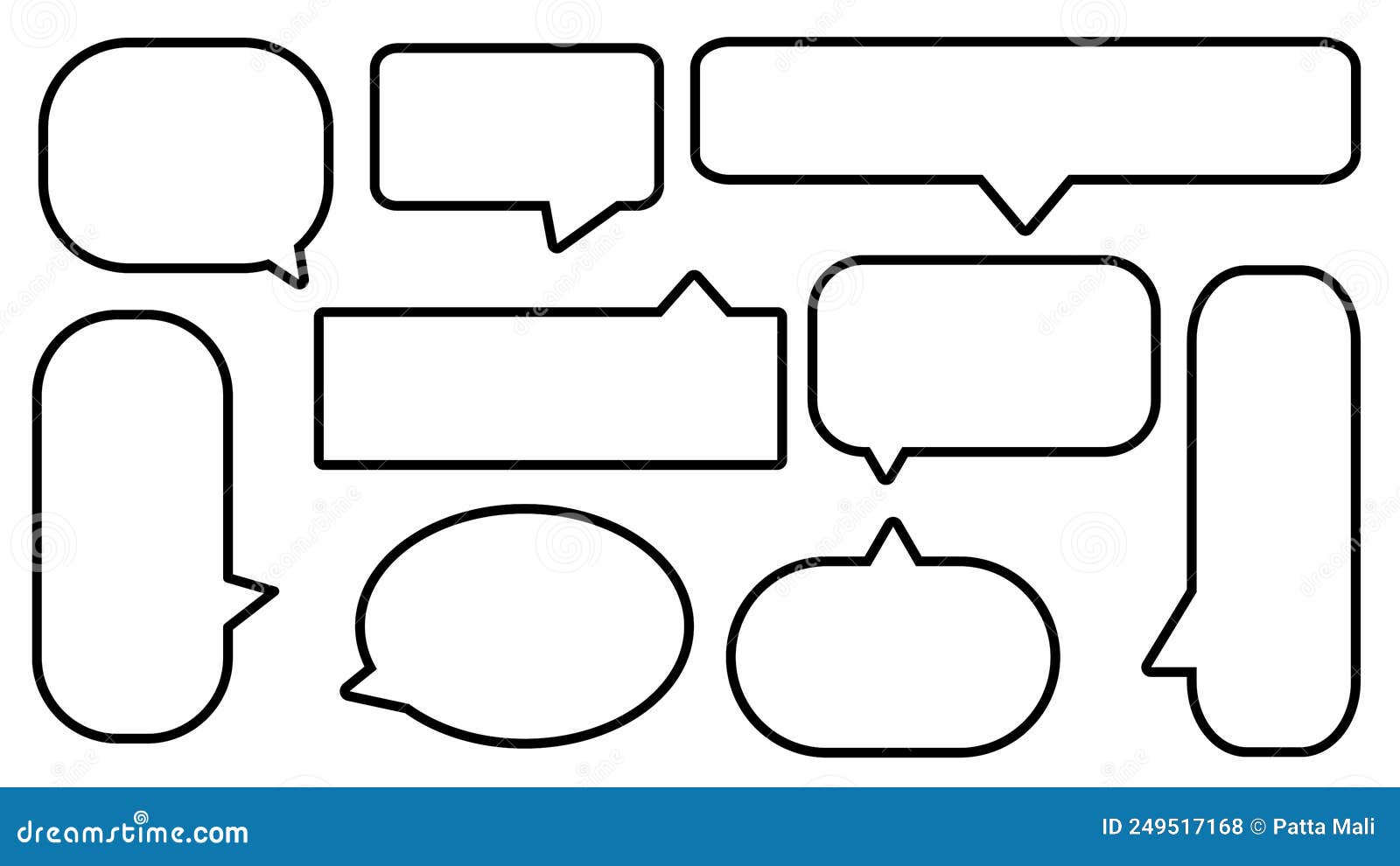 Collection of a Blank Black and White Speech Bubble, Conversation Box ...