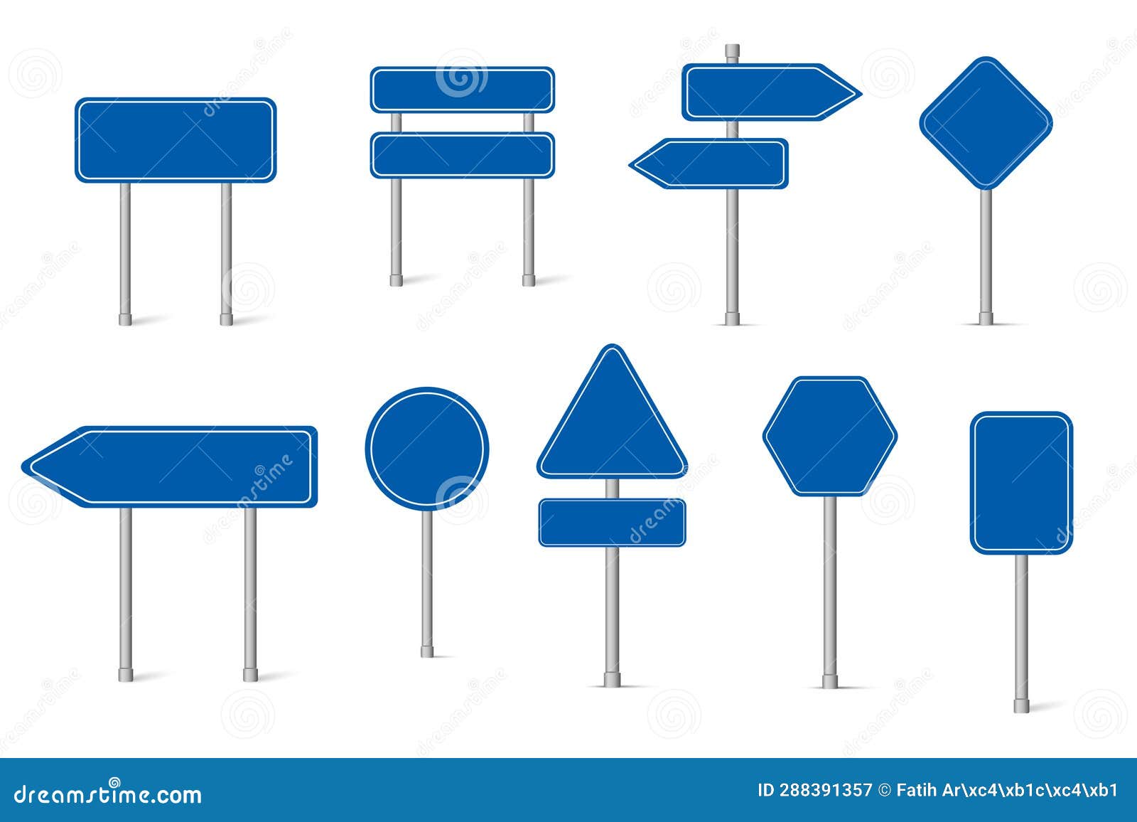 Collection of Blank Blue Road Sign. Modern Road Sign. Direction ...
