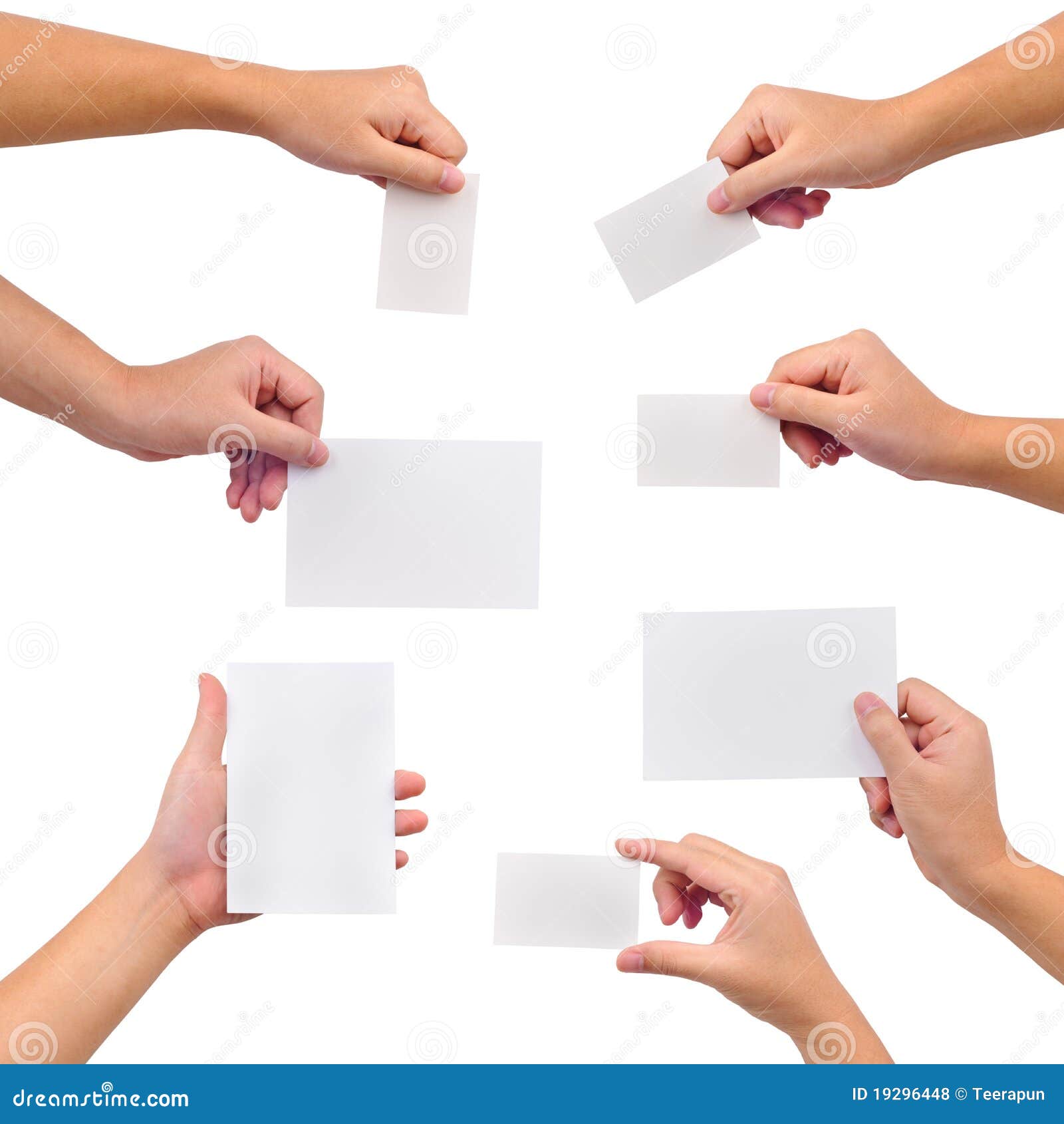 Collection of Blank Cards in a Hand Stock Photo - Image of page ...