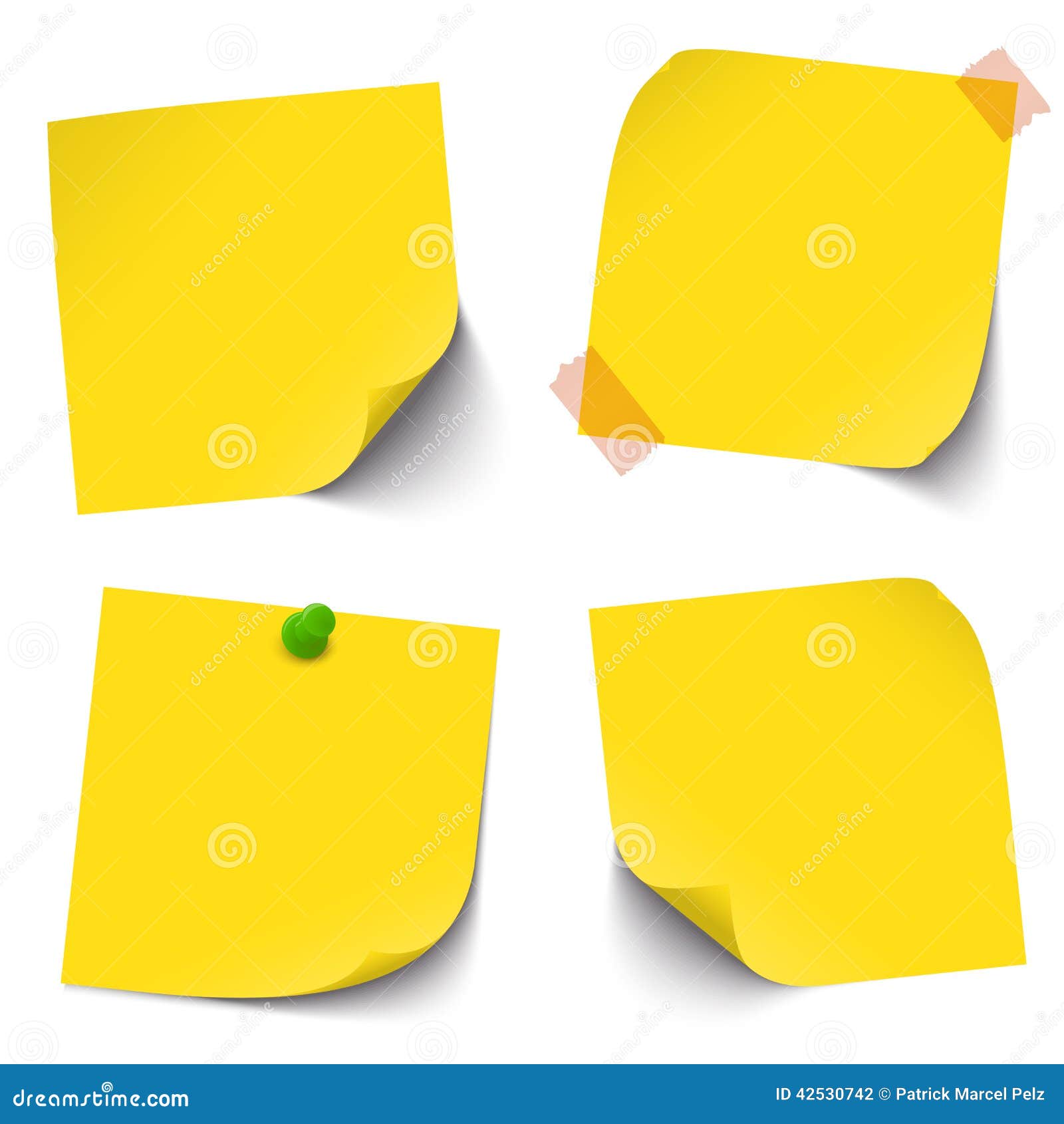Collection of Blank Colored Sticky Notes Stock Vector - Illustration of ...