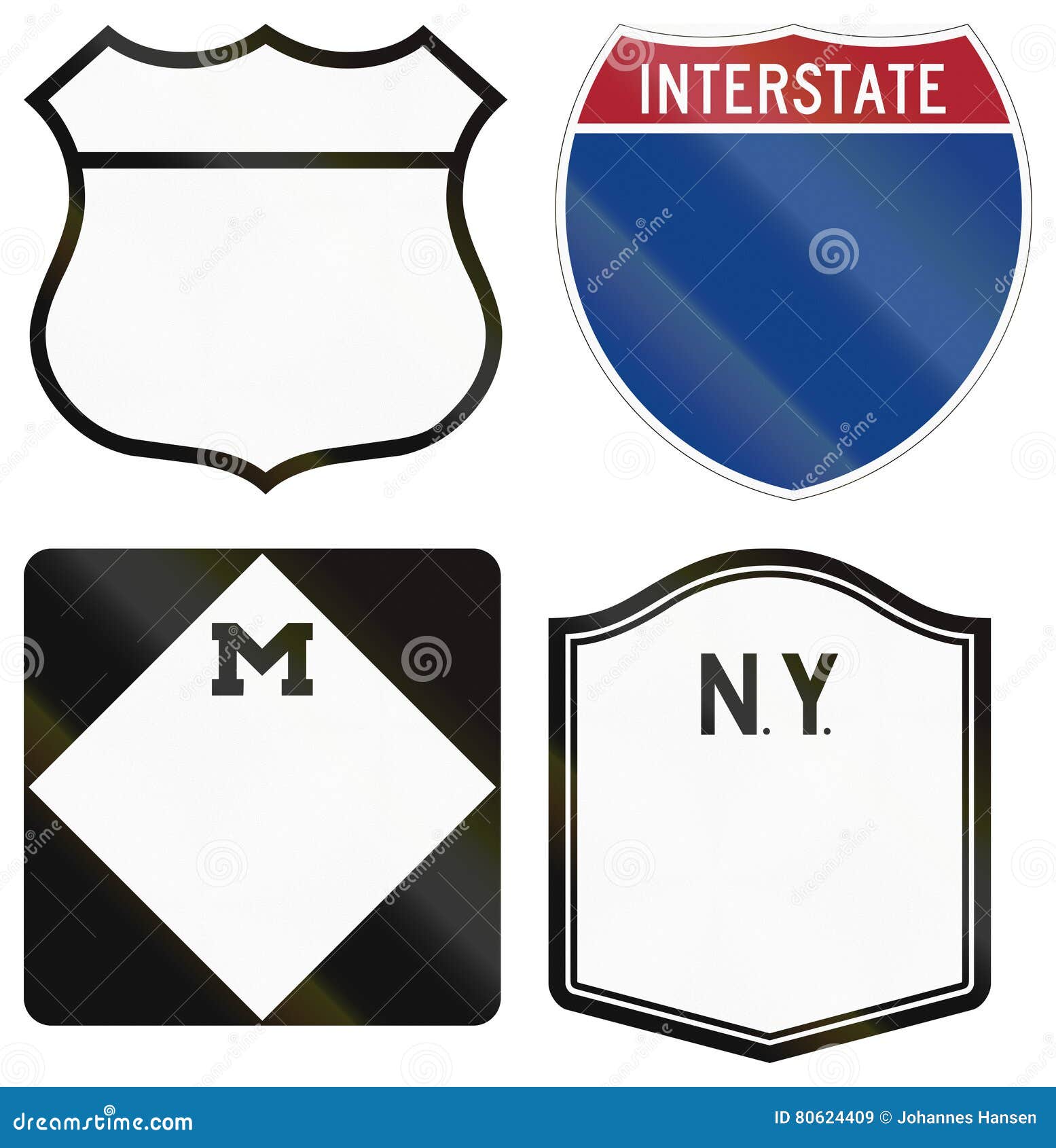 Collection of Blank Highway Route Shields Used in the US Stock ...