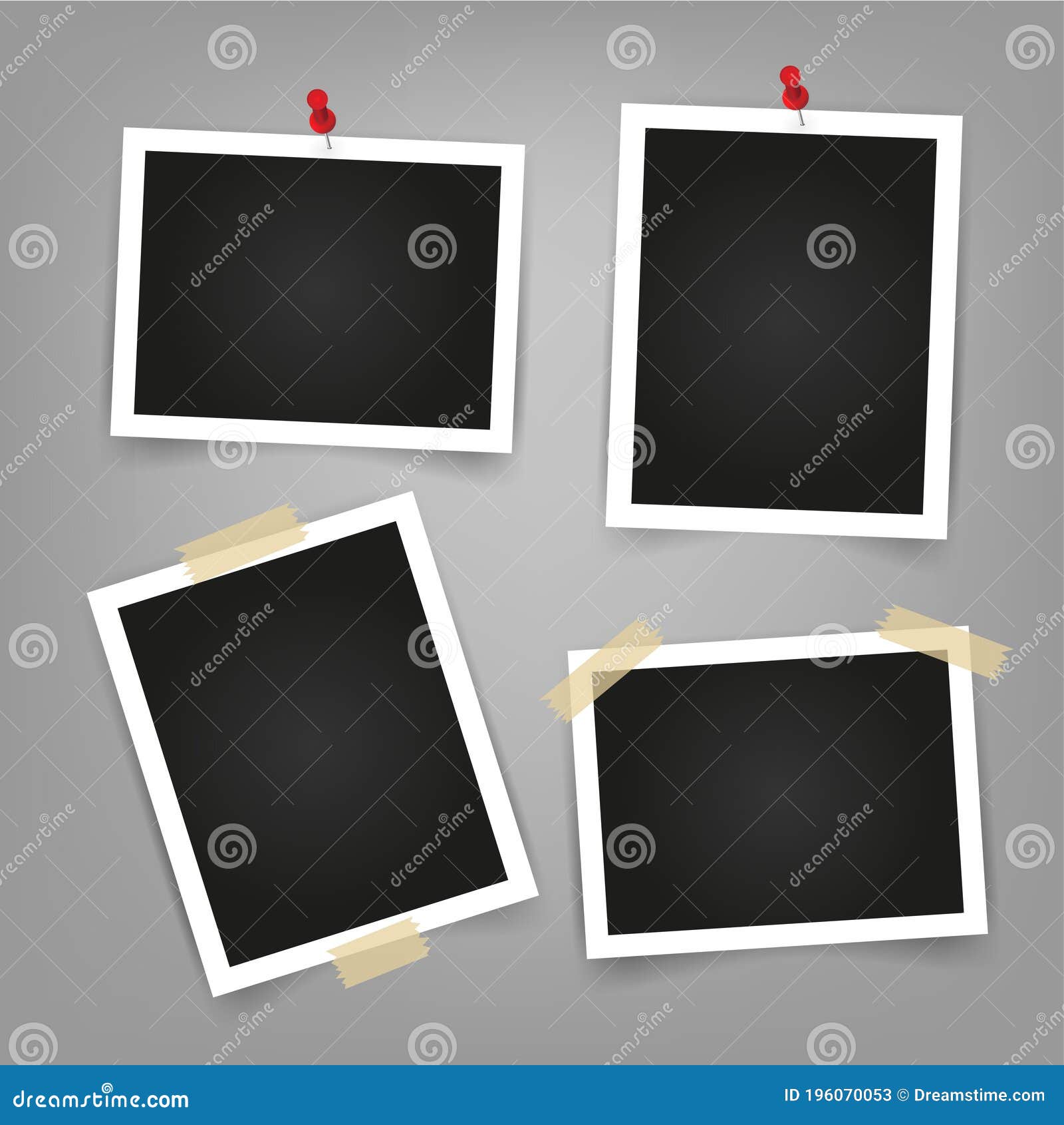 Collection of Blank Photo Frames with Adhesive Tape, Empty Space for ...