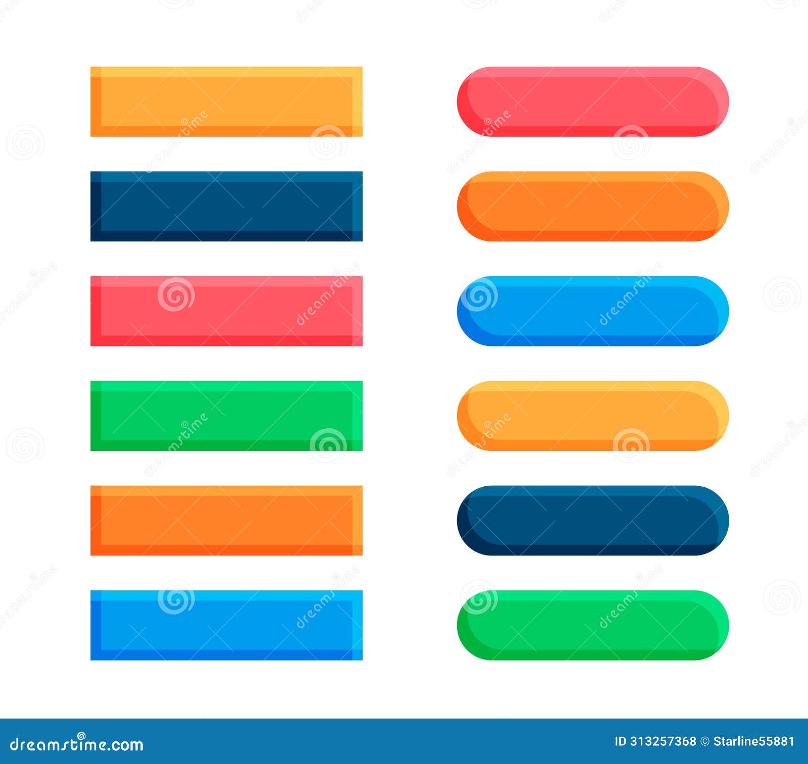 Collection of Blank Web Button Element Icon Design Stock Vector - Illustration of rectangle ...