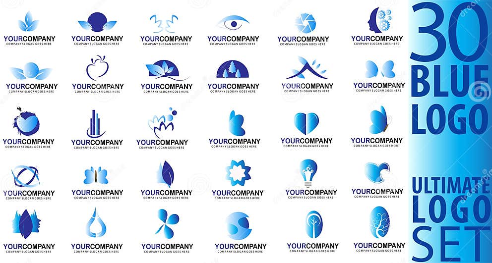 Collection bleue de logo illustration de vecteur. Illustration du logo ...
